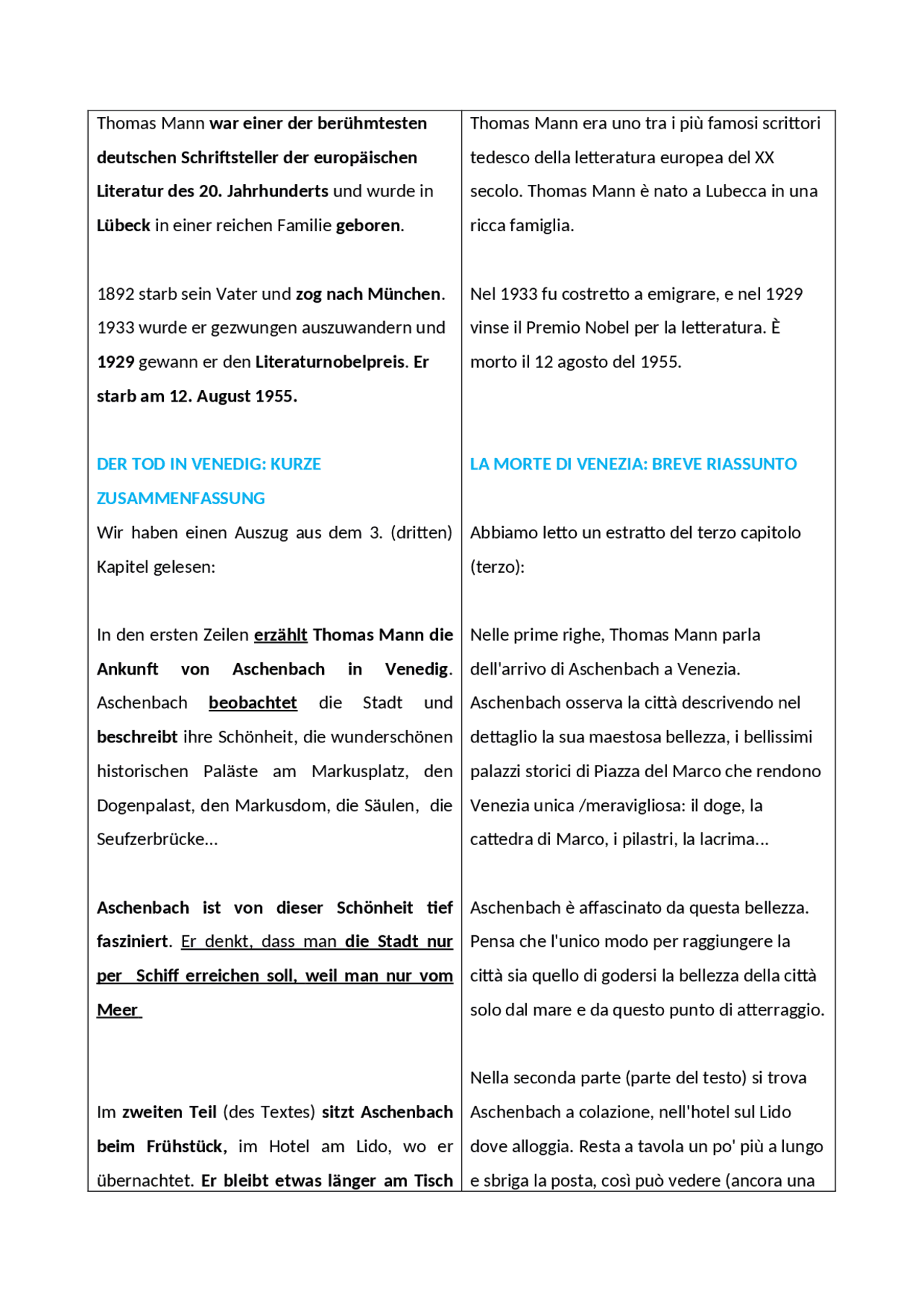 Thomas Mann Traduzione Docsity