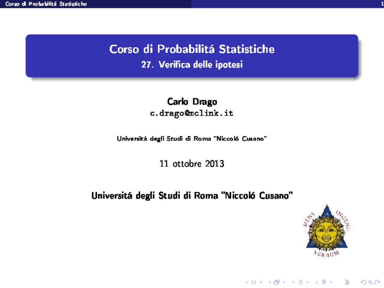 Verifica Delle Ipotesi Docsity