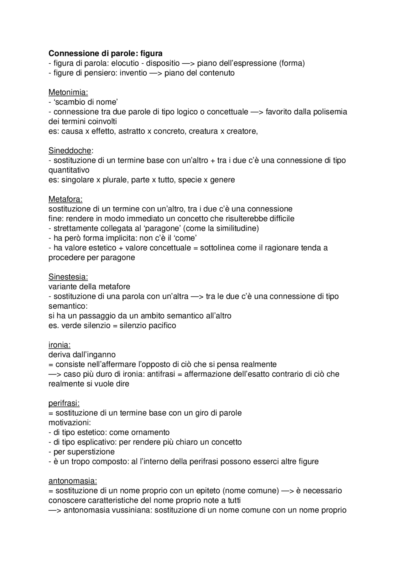 Sintesi Figure Retoriche Docsity