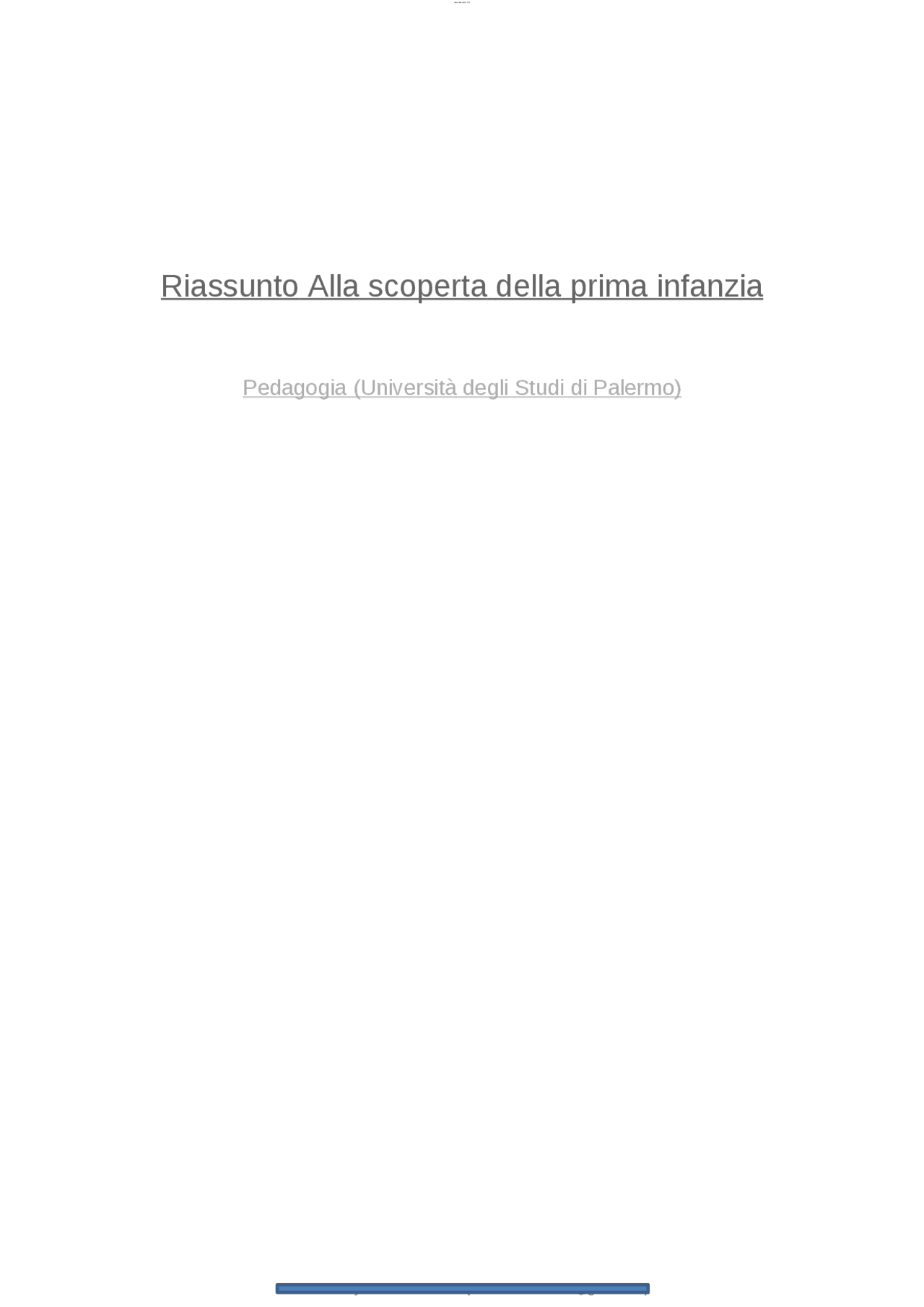 La Scoperta Della Prima Infanzia Docsity
