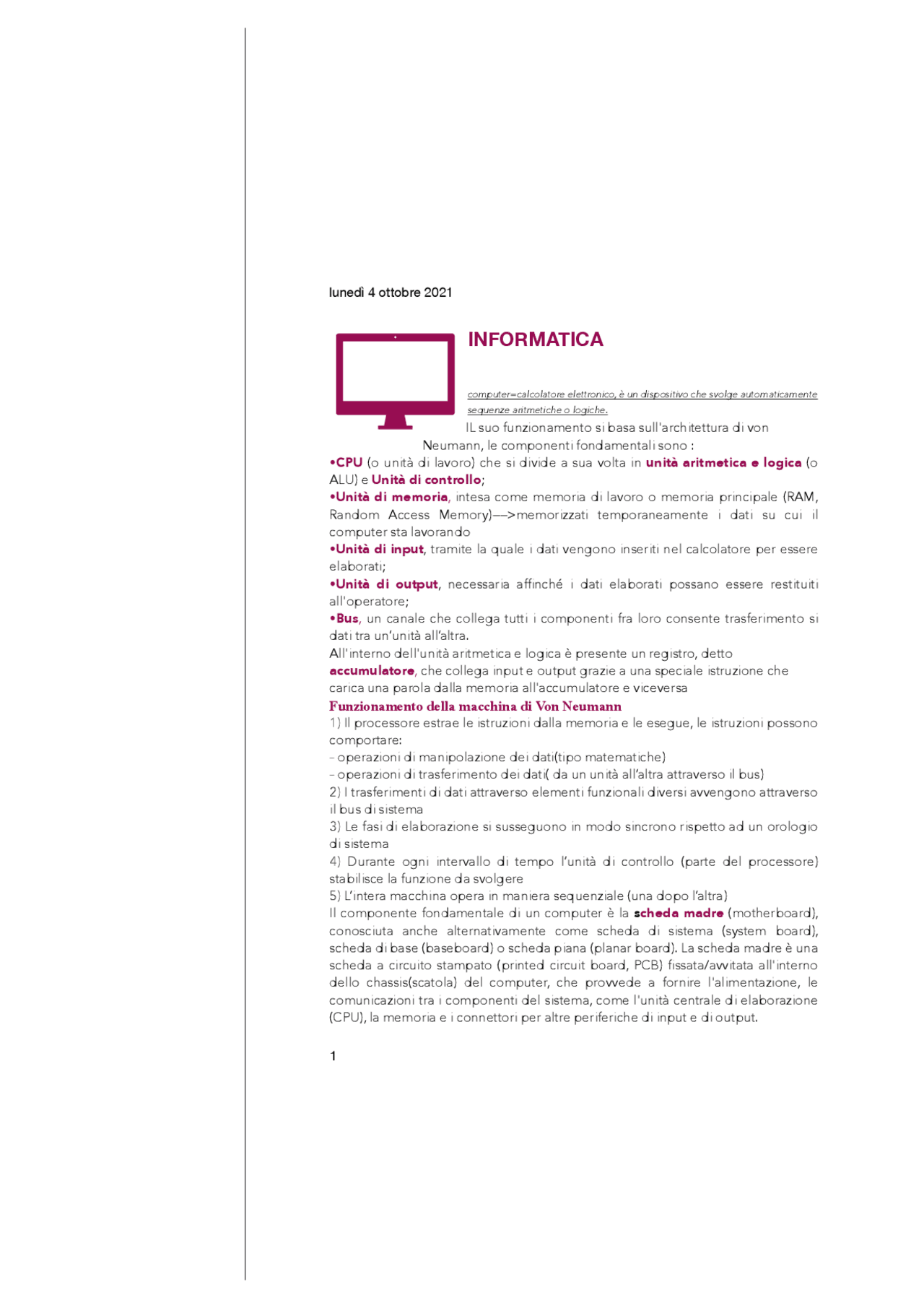 Introduzione Generale Allinformatica Docsity