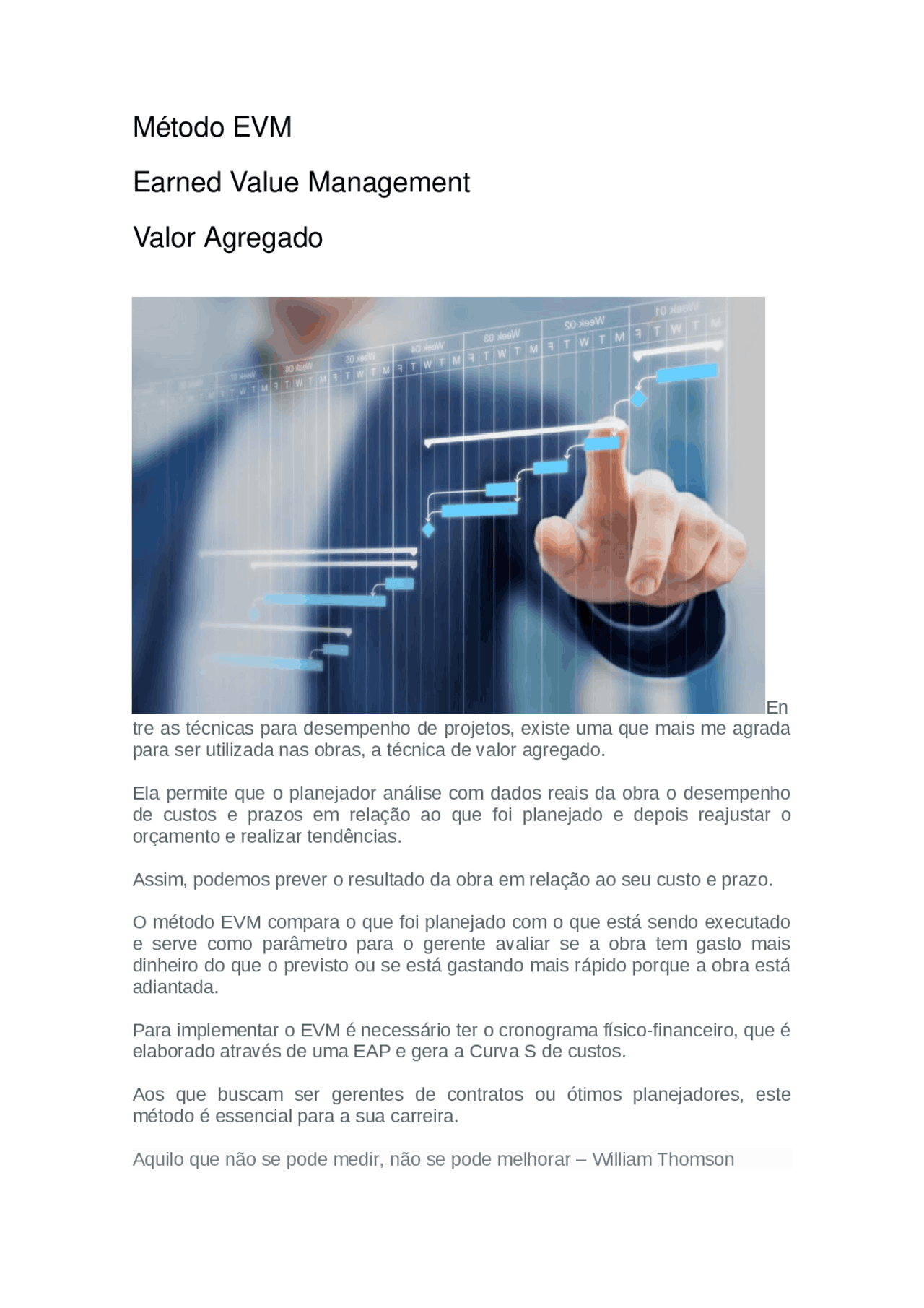 Método EVM: Análise de Desempenho de Projetos através do Valor Agregado ...
