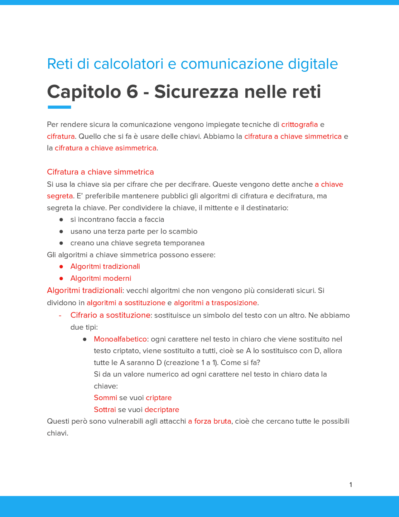 Reti - Capitolo 6 - Sicurezza nelle reti - Docsity