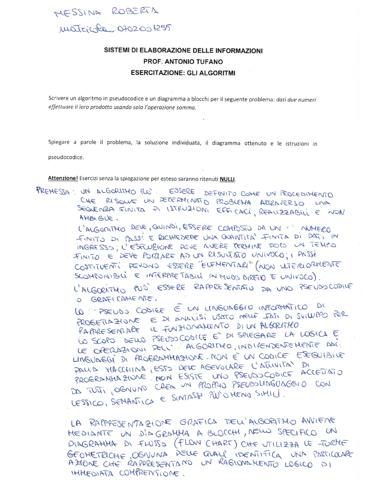 Elaborato Gli Algoritmi Sistemi Dellelaborazione Dellinformazione