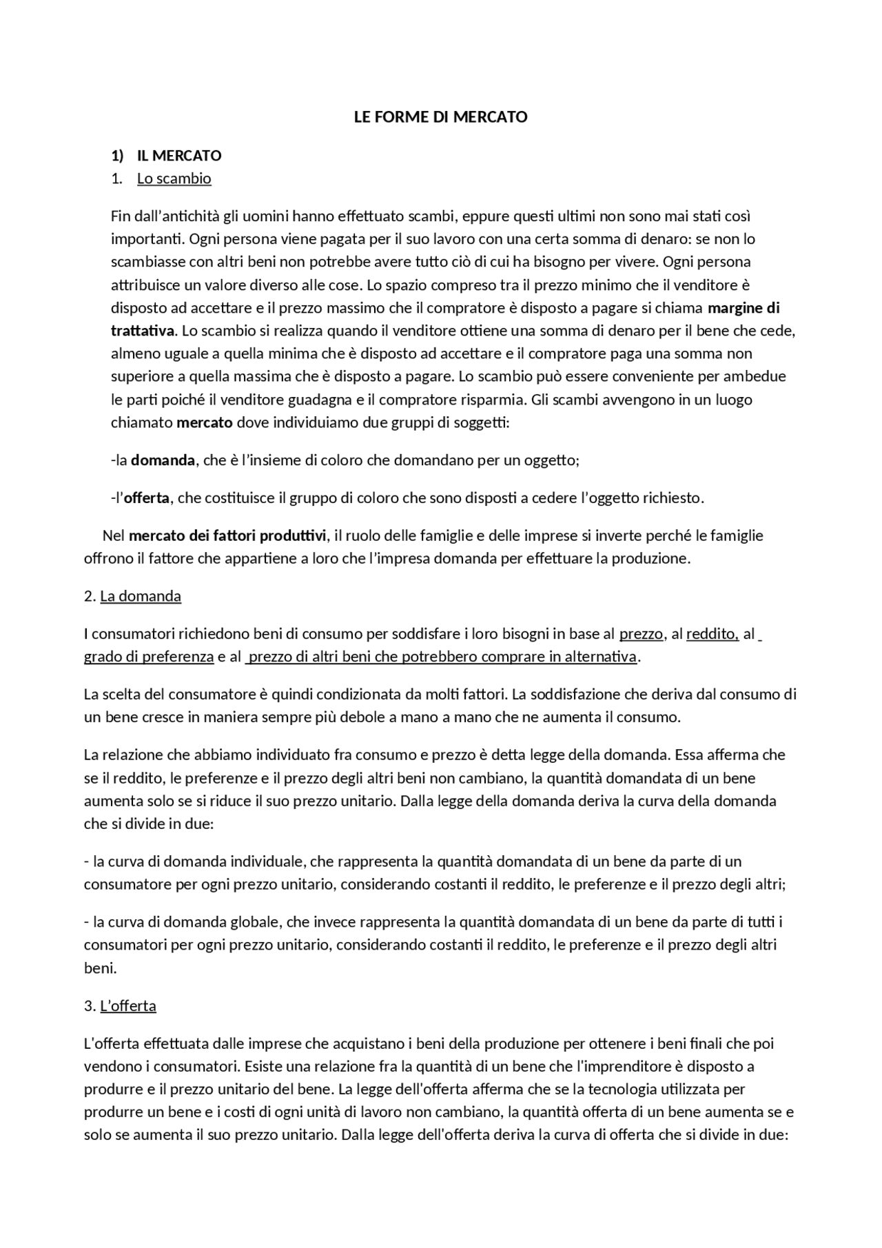 Le Forme Di Mercato Riassunto Schemi E Mappe Concettuali Di Diritto