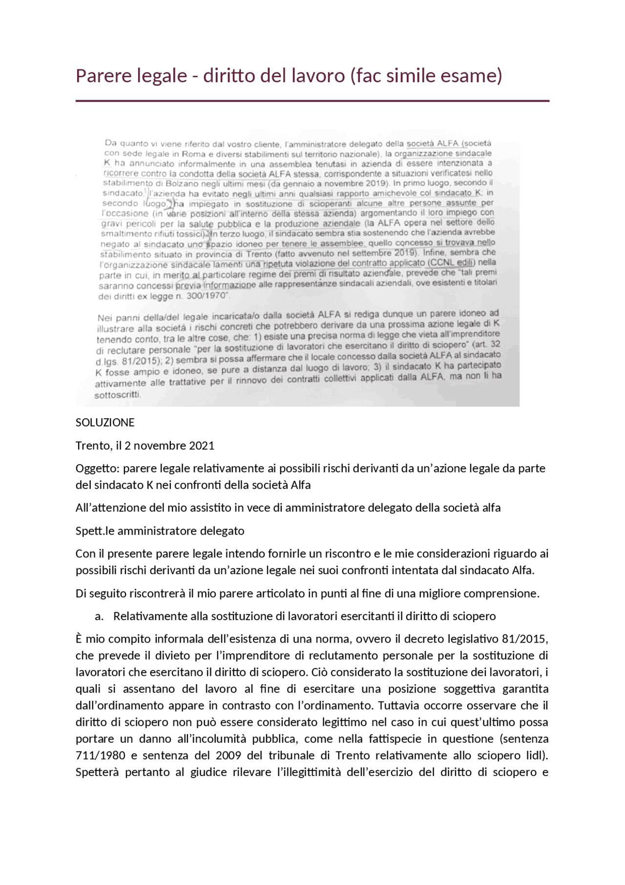 Prova Desame Primo Blocco Docsity