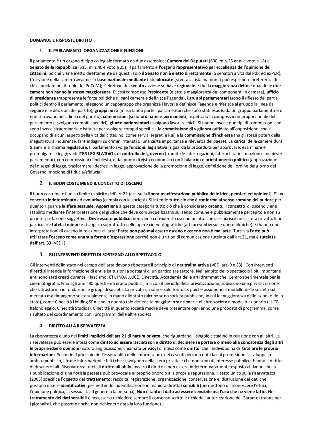 Diritto Dellinformazione E Dei Media Domande Esame Orale Docsity