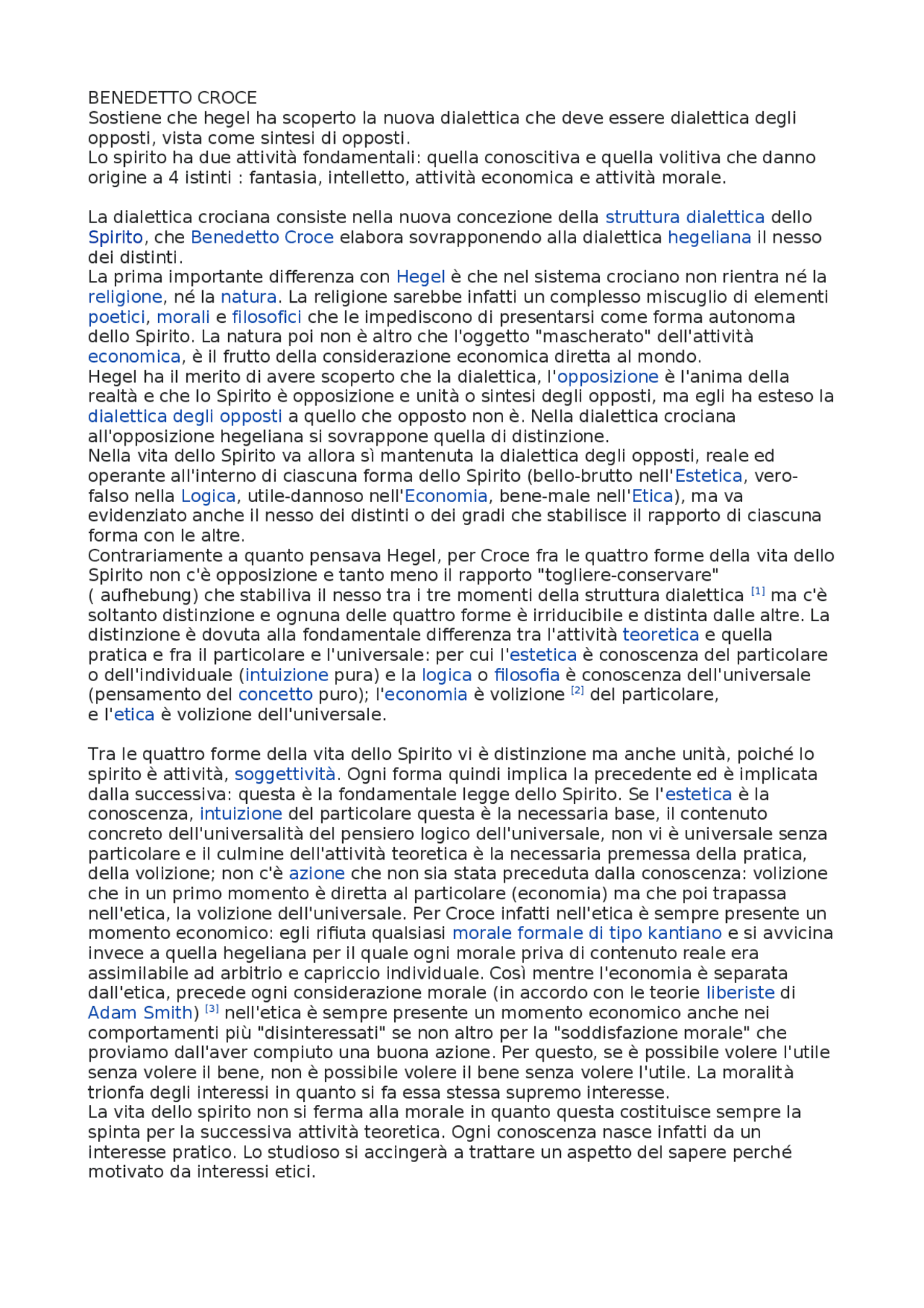 Appunti Su Benedetto Croce Docsity