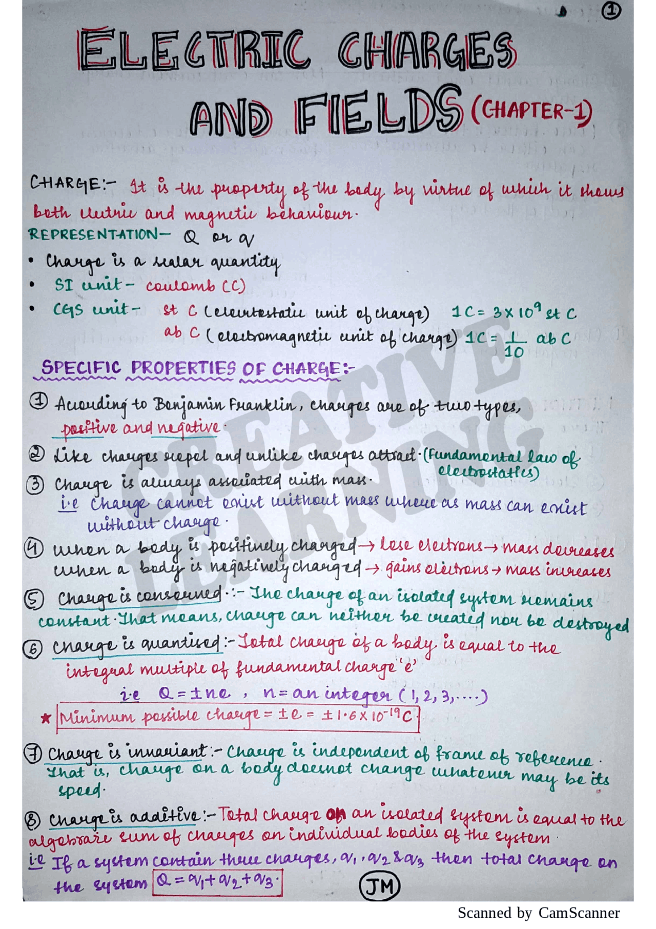 Electric Charges And Fields Summaries Physics Docsity