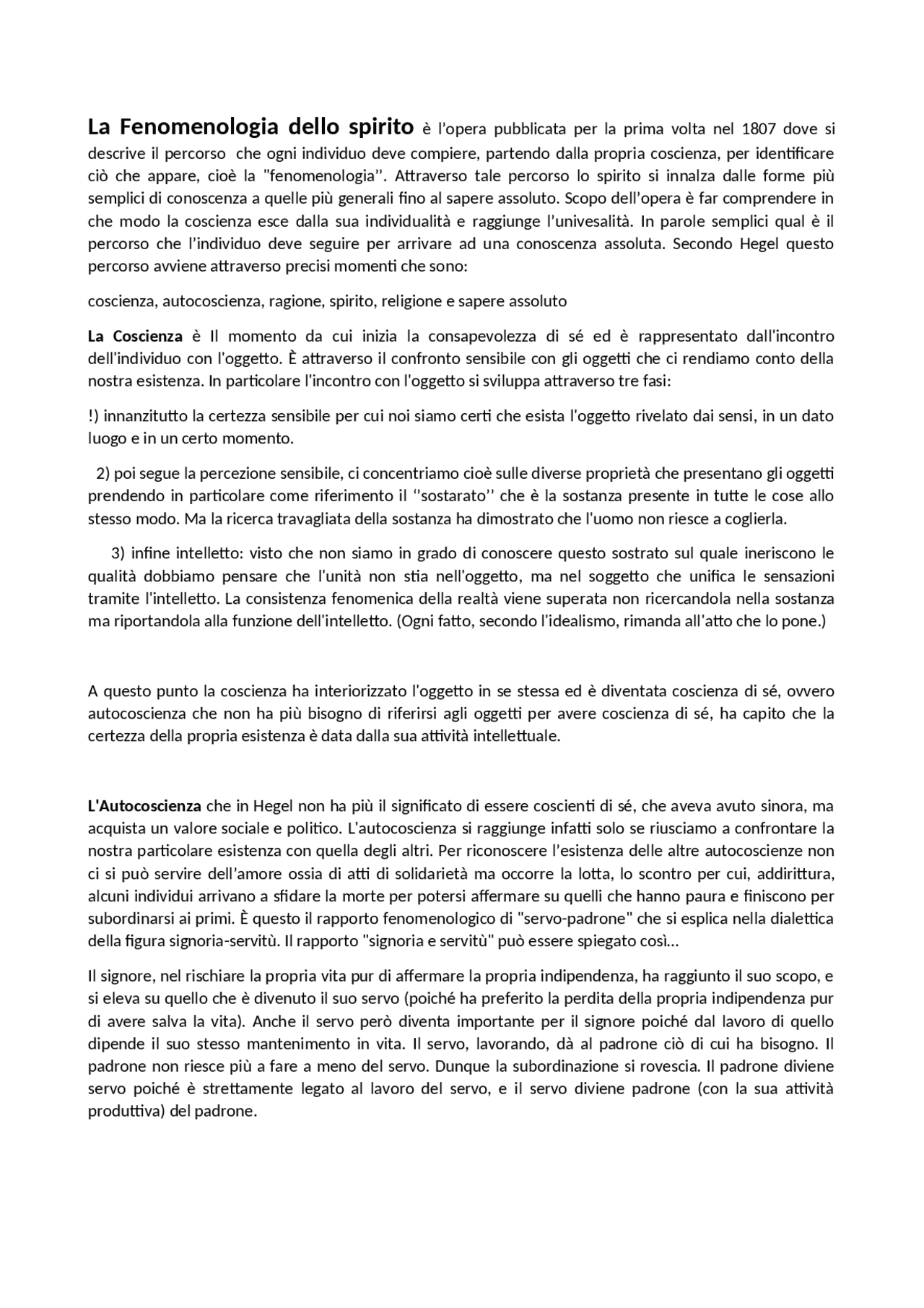 Fenomenologia Dello Spirito Docsity