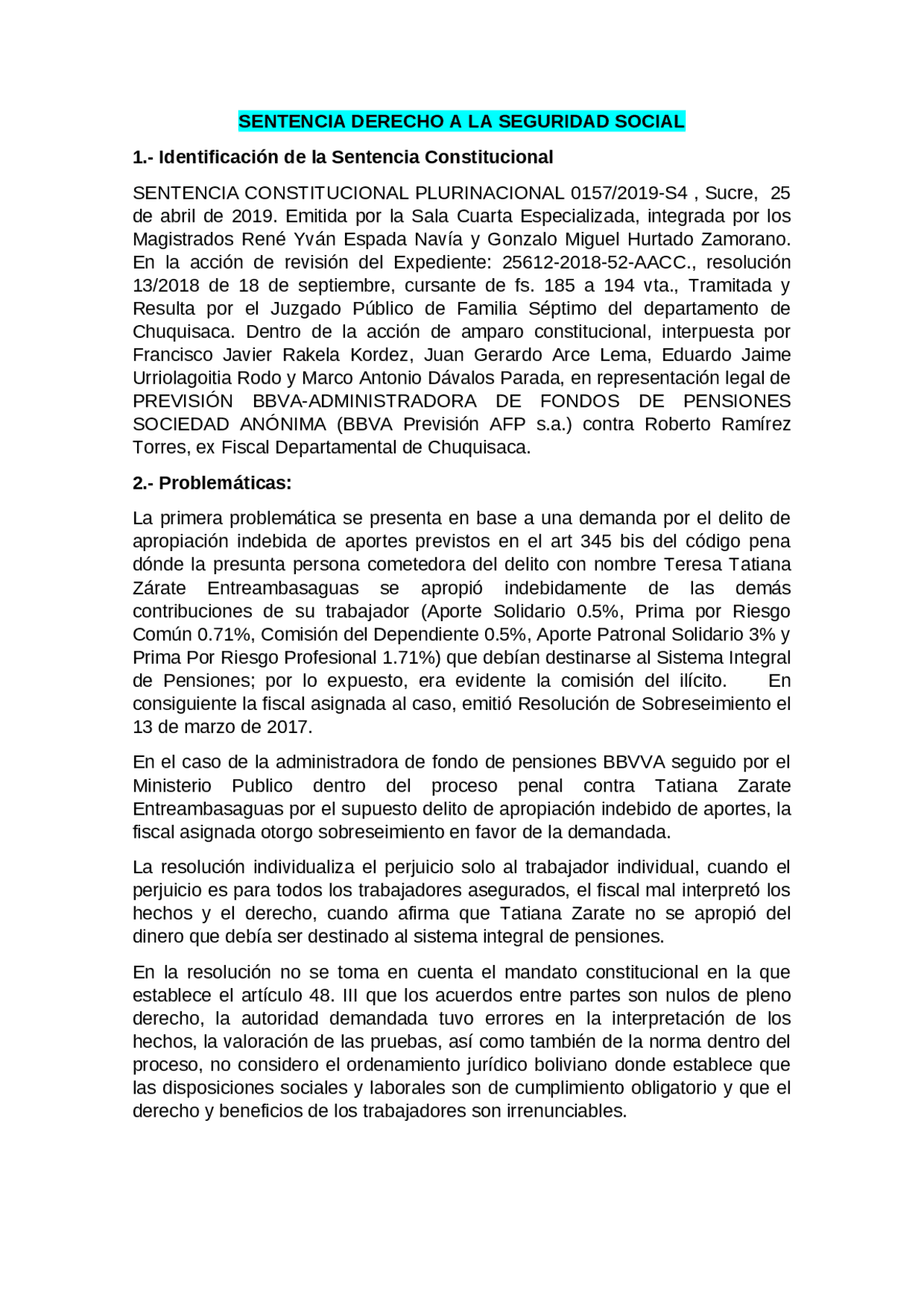 Analisis De Sentencia Constitucional Docsity