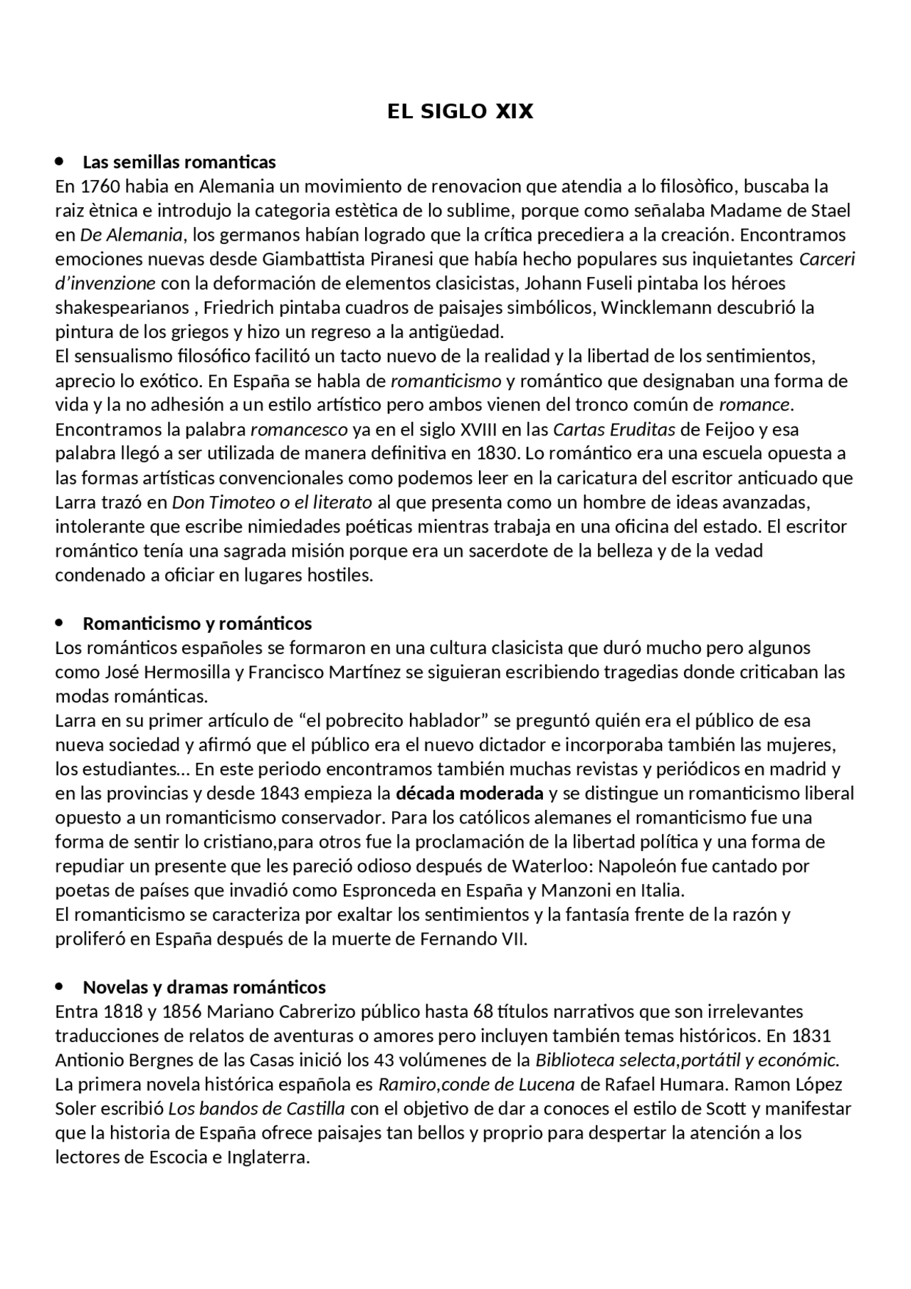 Riassunti Del Siglo Xix Docsity