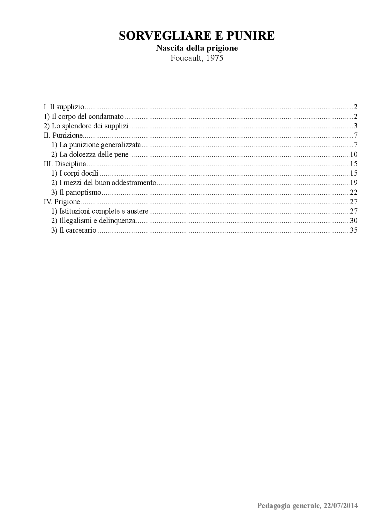 Riassunto Del Libro Sorvegliare E Punire Docsity