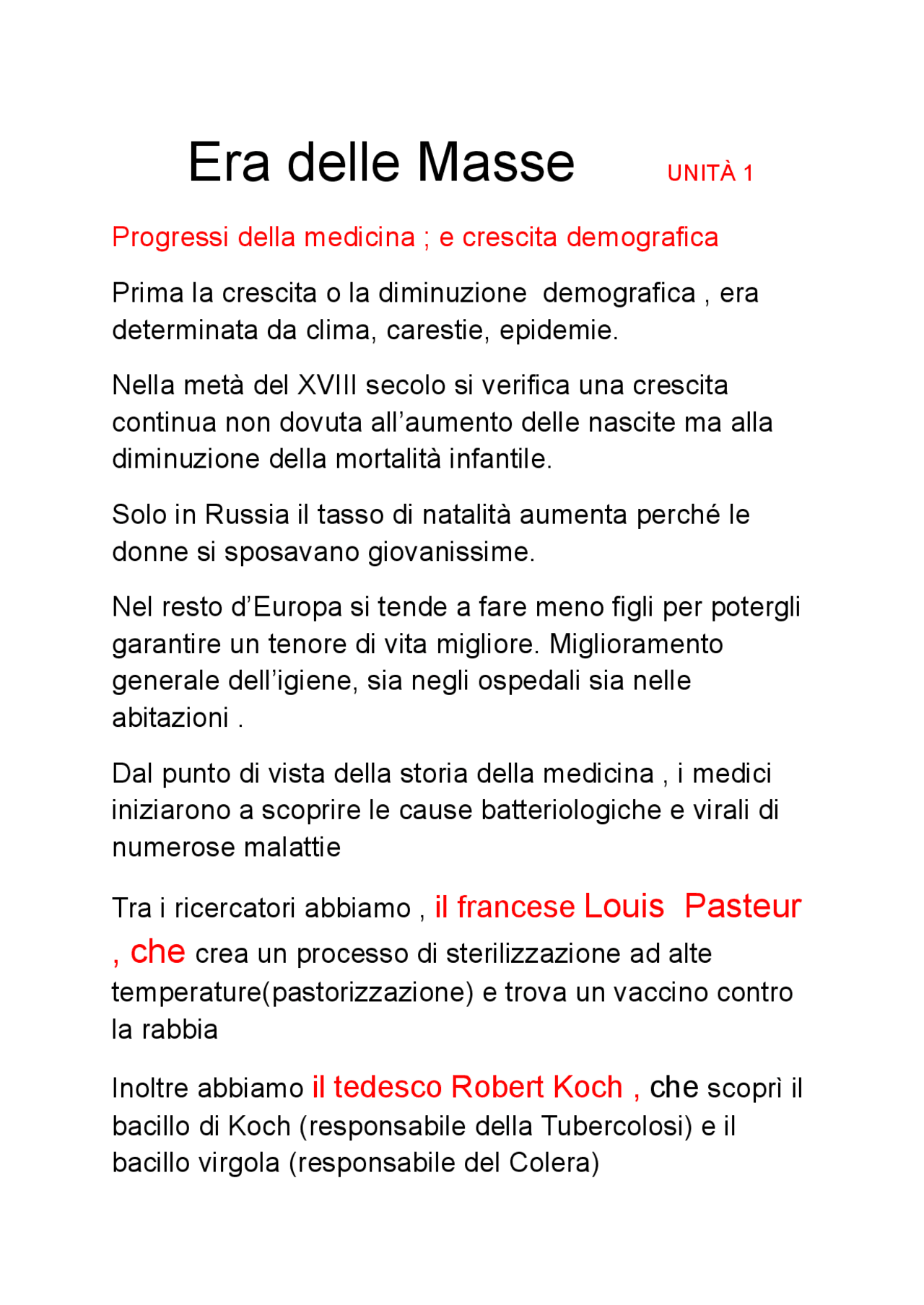 Appunti di storia -L' era delle masse - Docsity