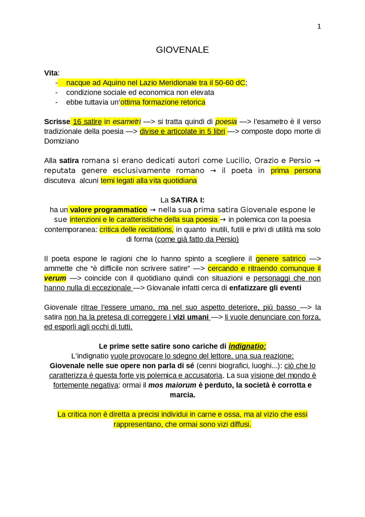 Giovenale Vita è Satire Docsity