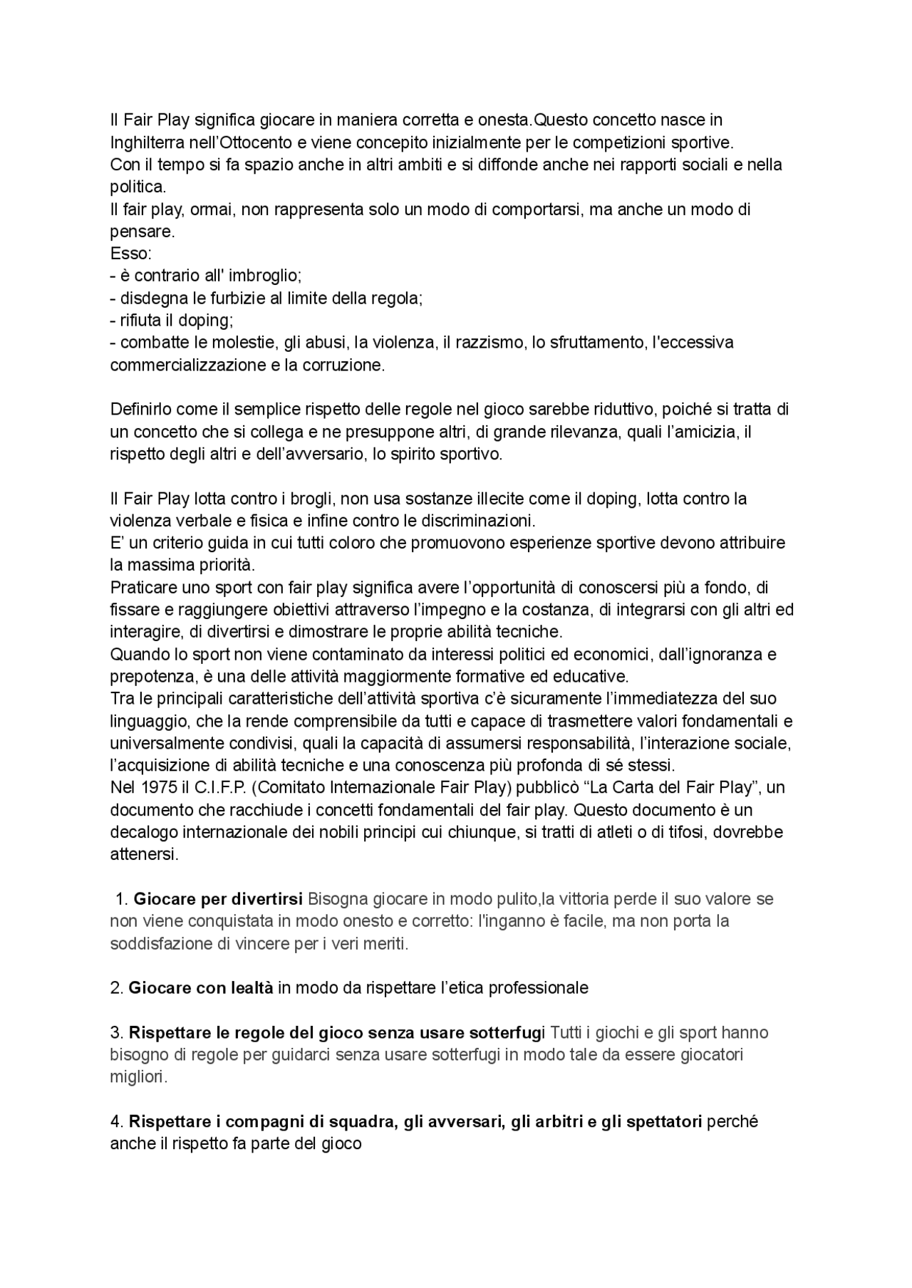 Spiegazione Di Fair Play Schemi E Mappe Concettuali Di Educazione