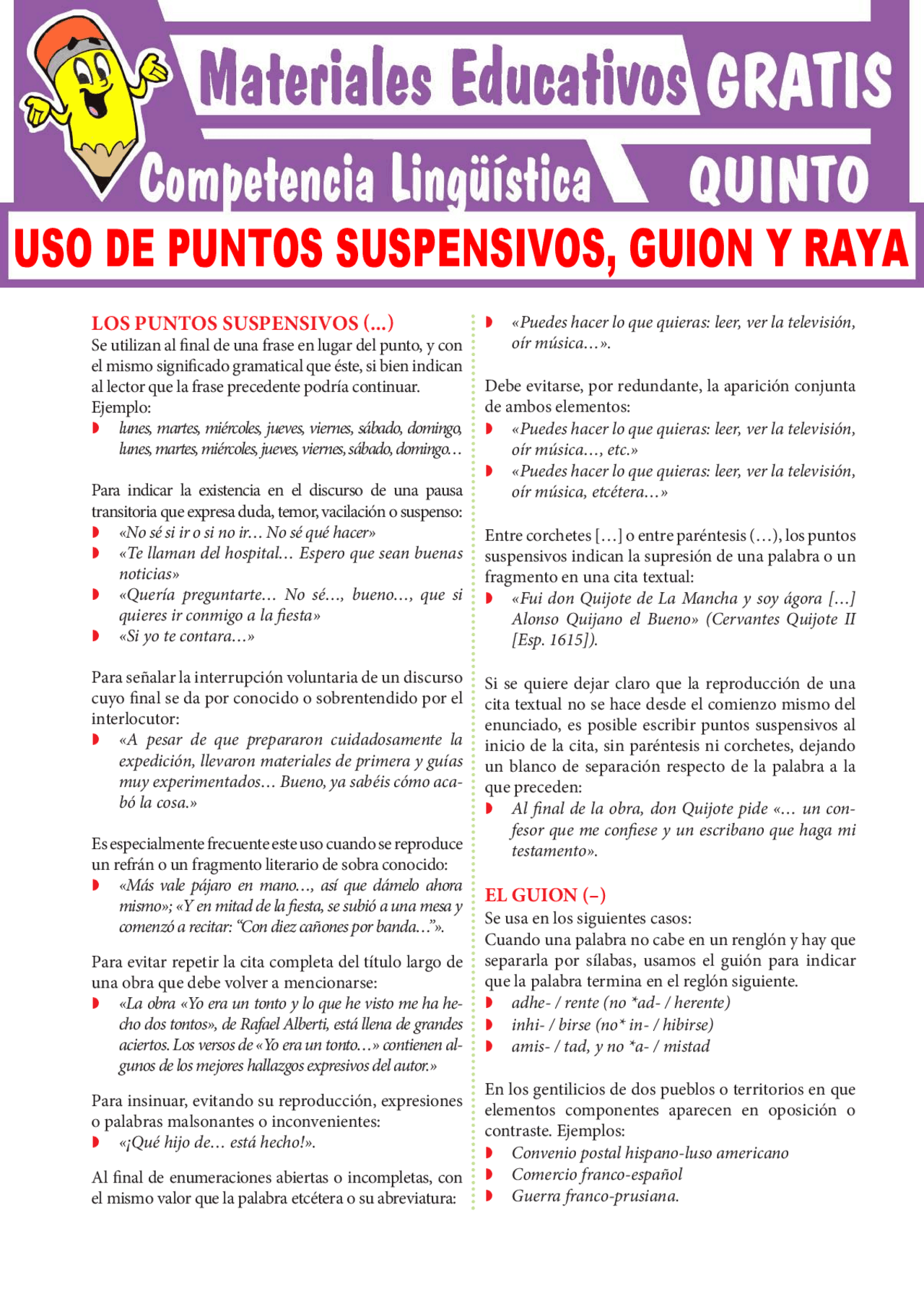 Ortografía, uso del guion. - Docsity