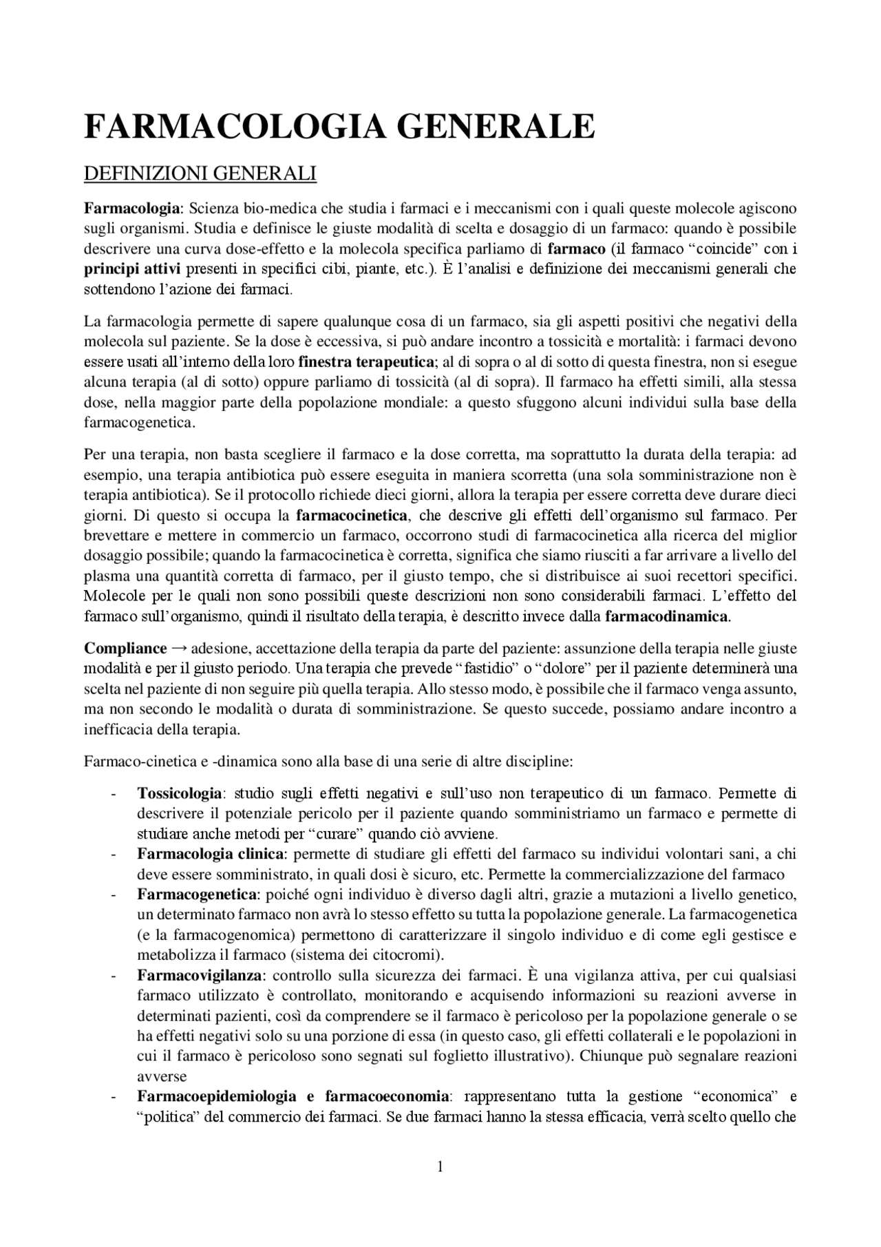 Farmacologia Generale Docsity