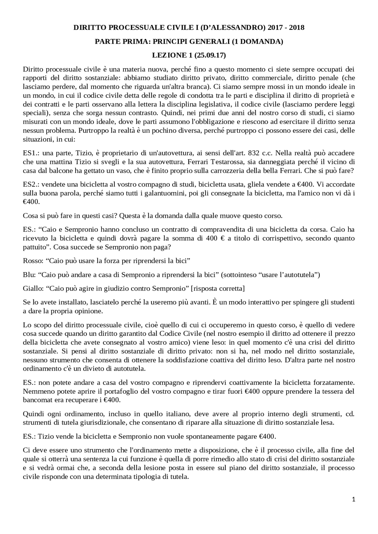Sbobine Complete Di Diritto Processuale Civile I Docsity