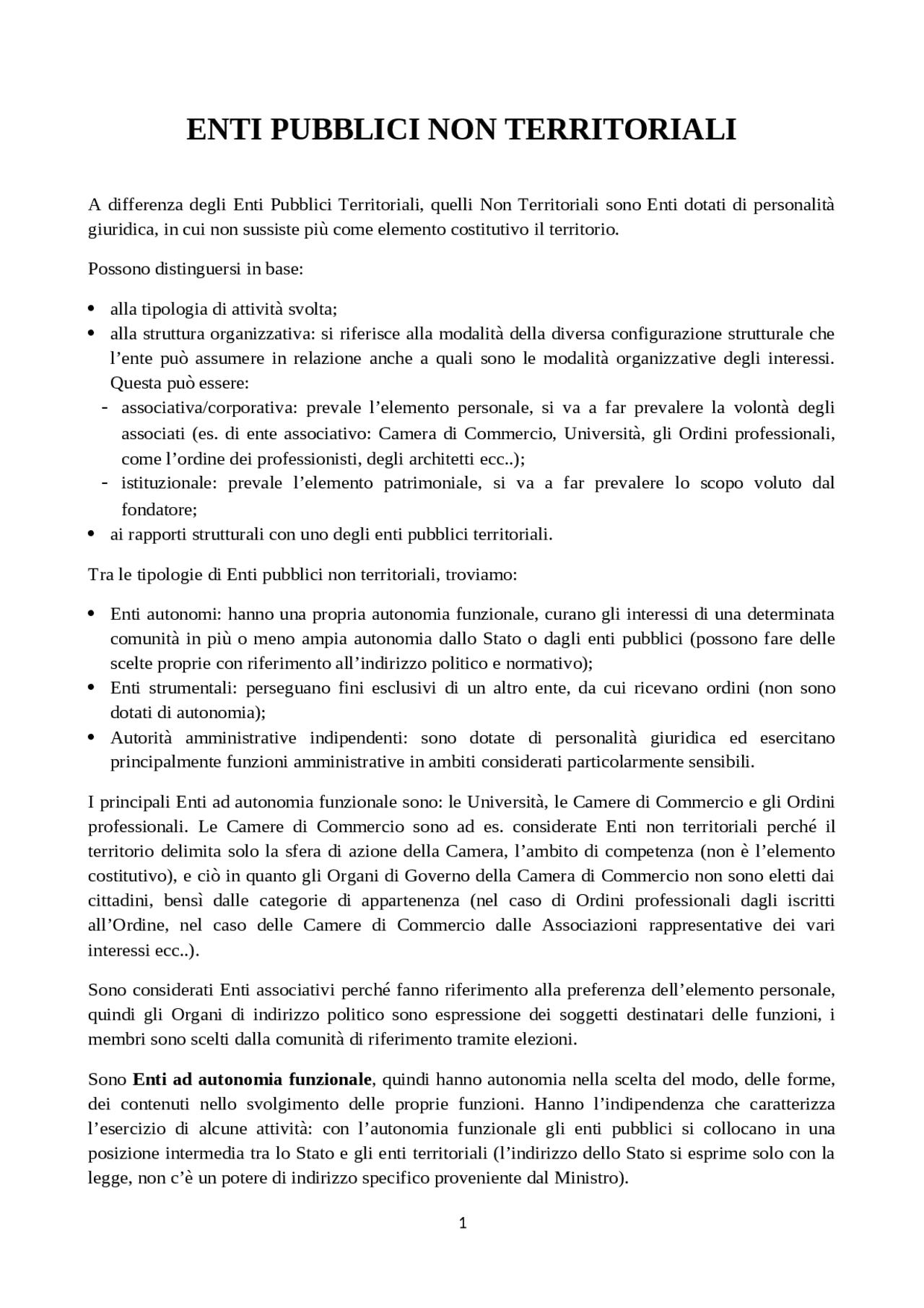 Appunti Enti Non Territoriali Docsity