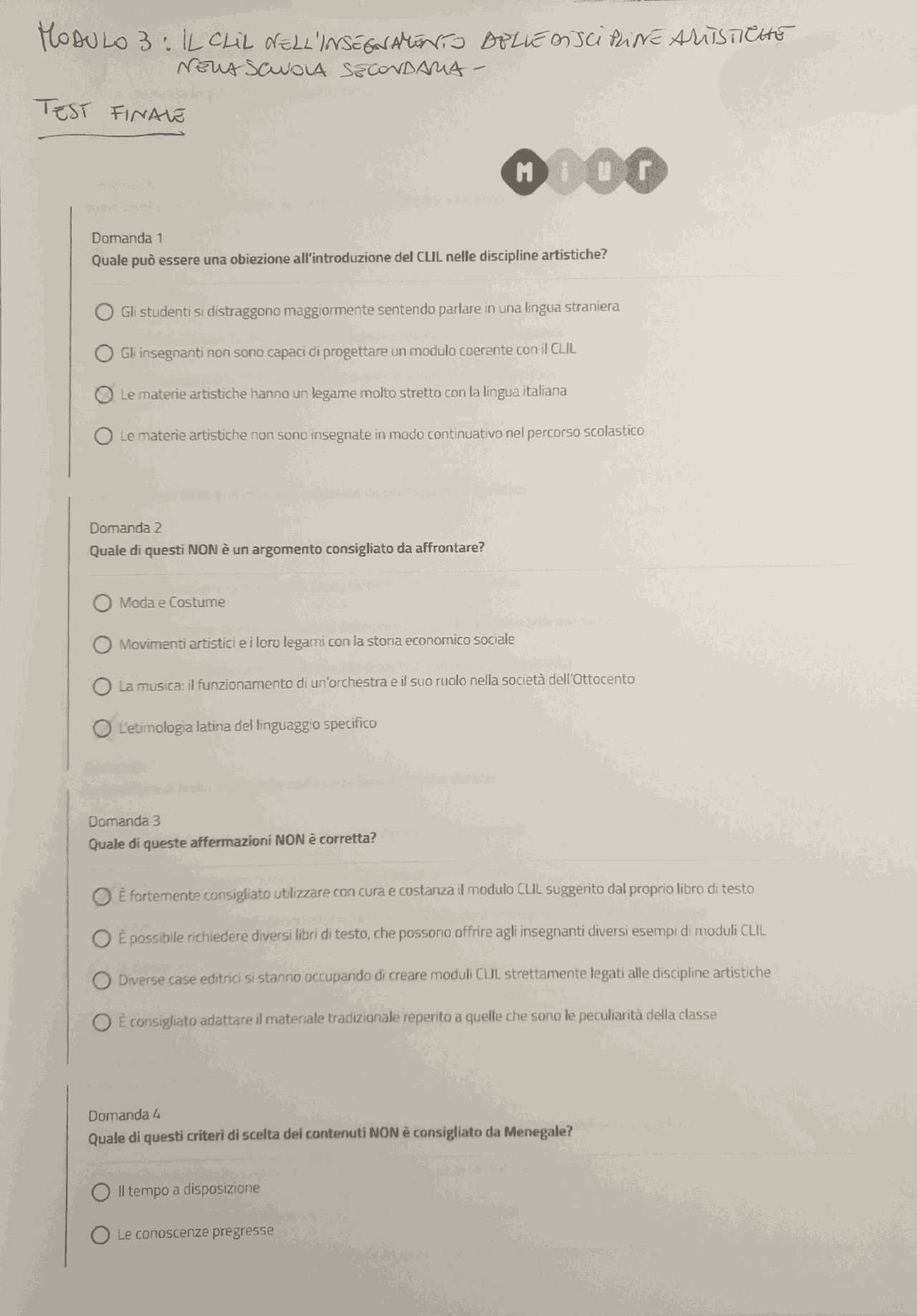 Modulo3 il clip nell'insegnamento | Prove d'esame di Lingue | Docsity