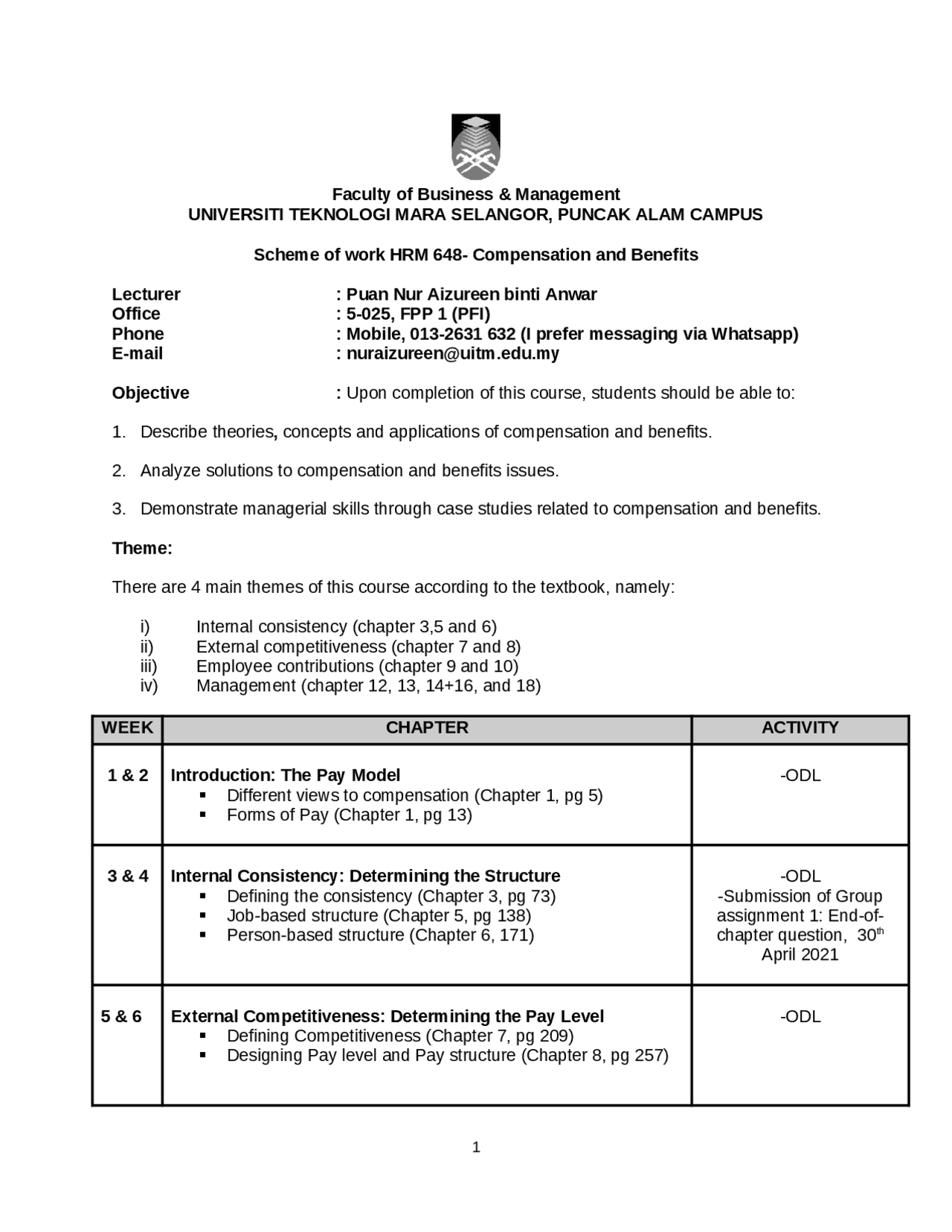 Compensation and Reward Management | Lecture notes Compensation and ...