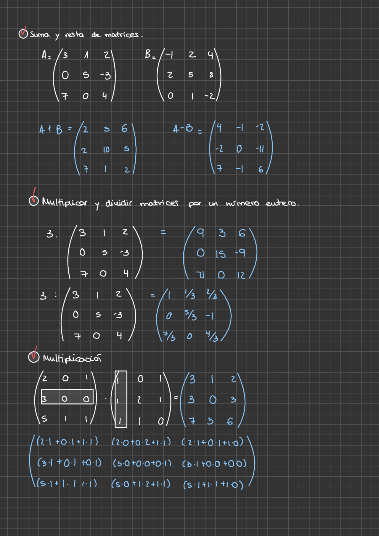 Operaciones simples con matrices - Docsity