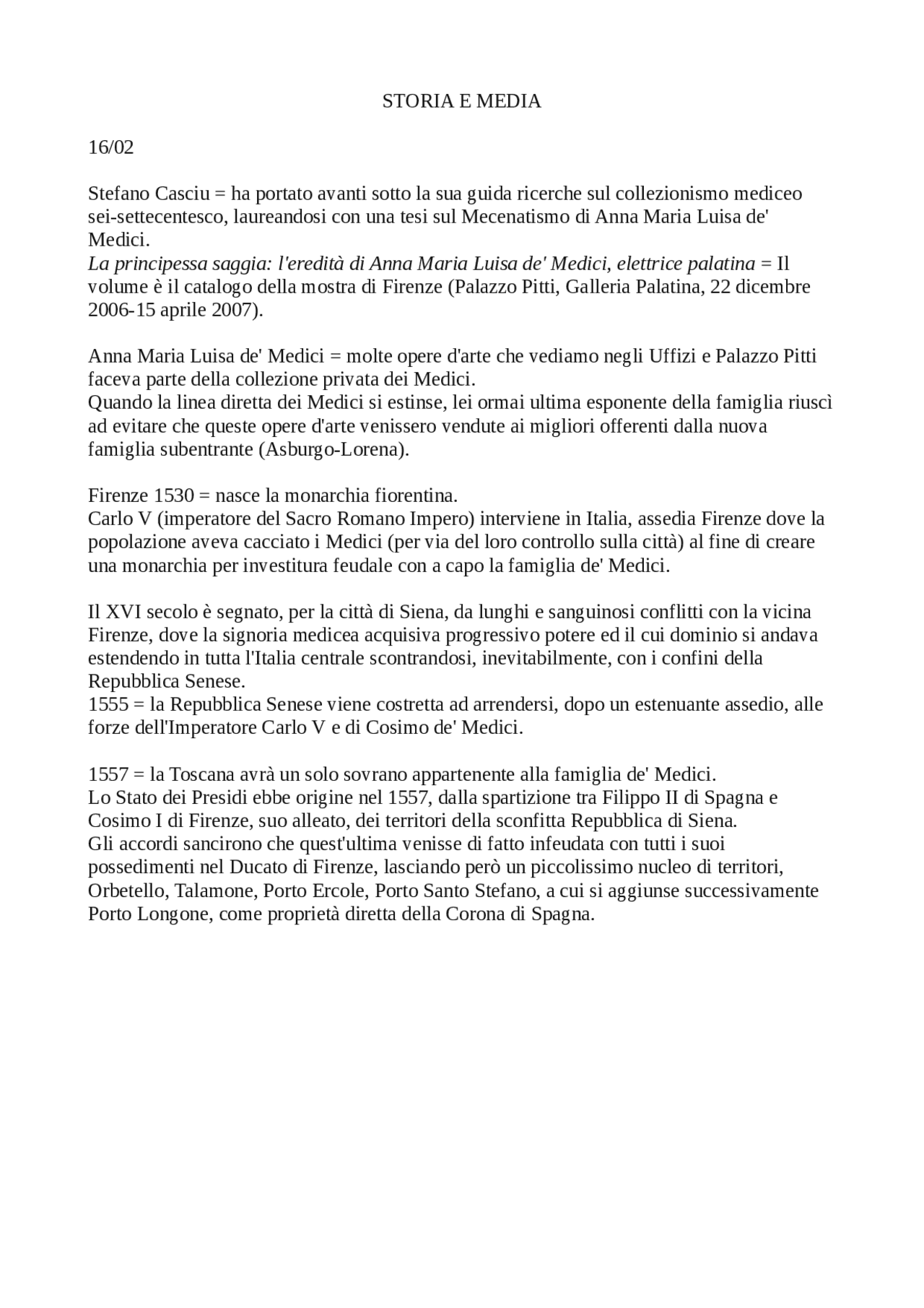 Appunti Di Storia E Media Docsity