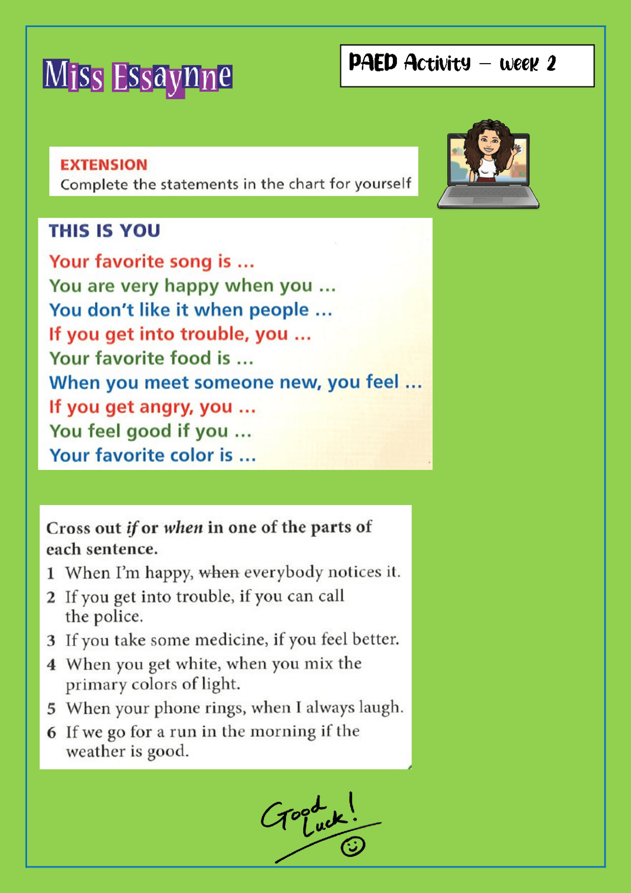 Reading Activity Conditional Docsity
