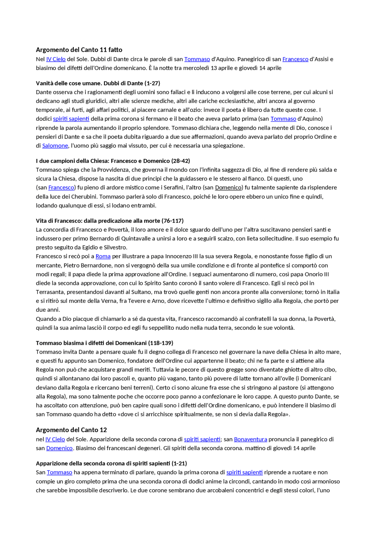 Divina Commedia Paradiso Canti 11 23 Docsity