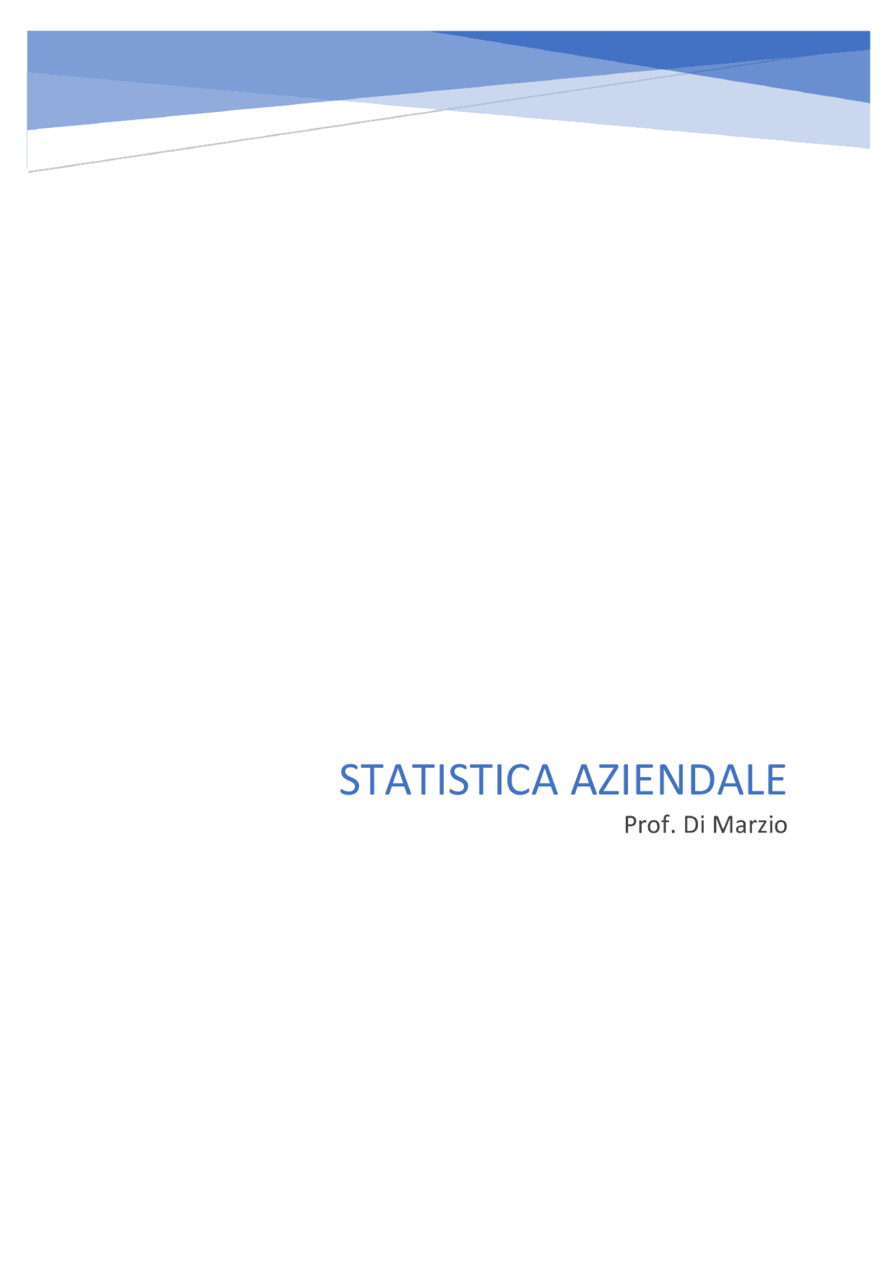 Statistica Aziendale Avanzata Prof Di Marzio Appunti Di Statistica