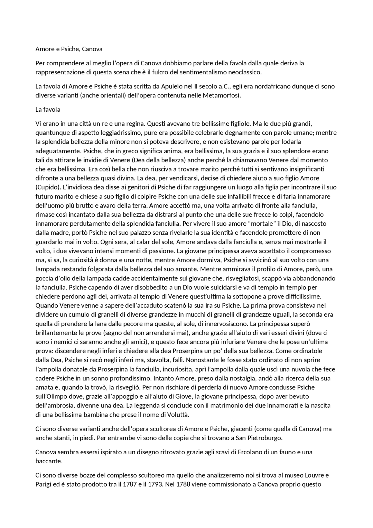 Amore e Psiche, Canova - Docsity