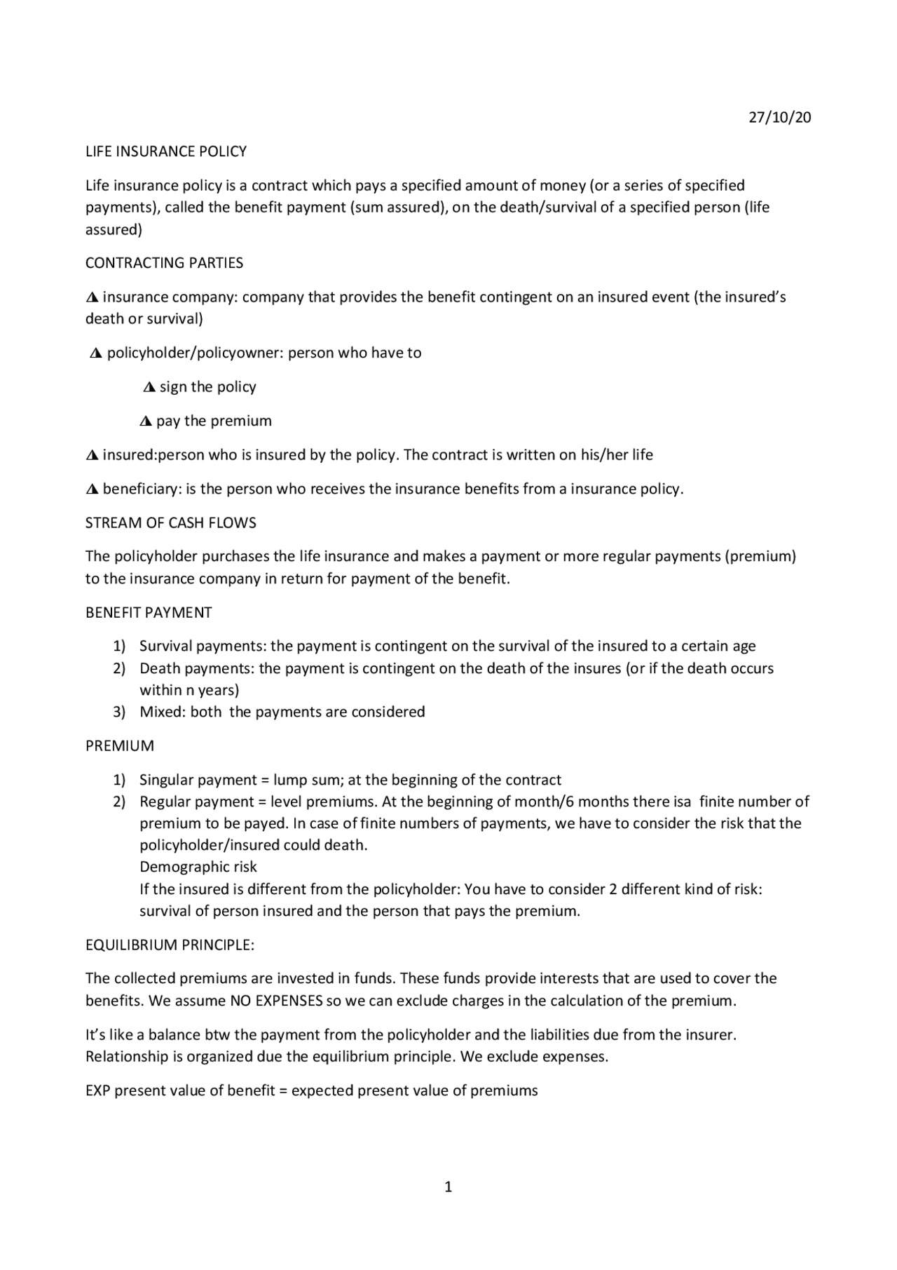 Introduction To Actuarial Mathematics Module Biffi Docsity