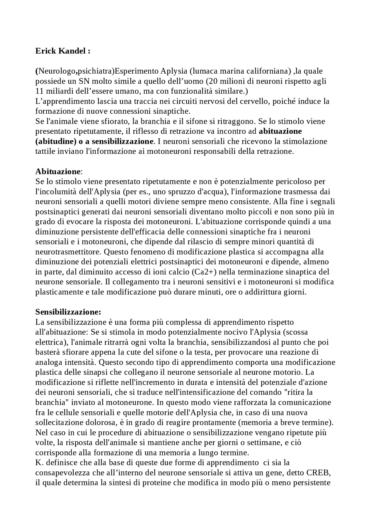 Sintesi Di Alcuni Capitoli Libro La Memoria Docsity