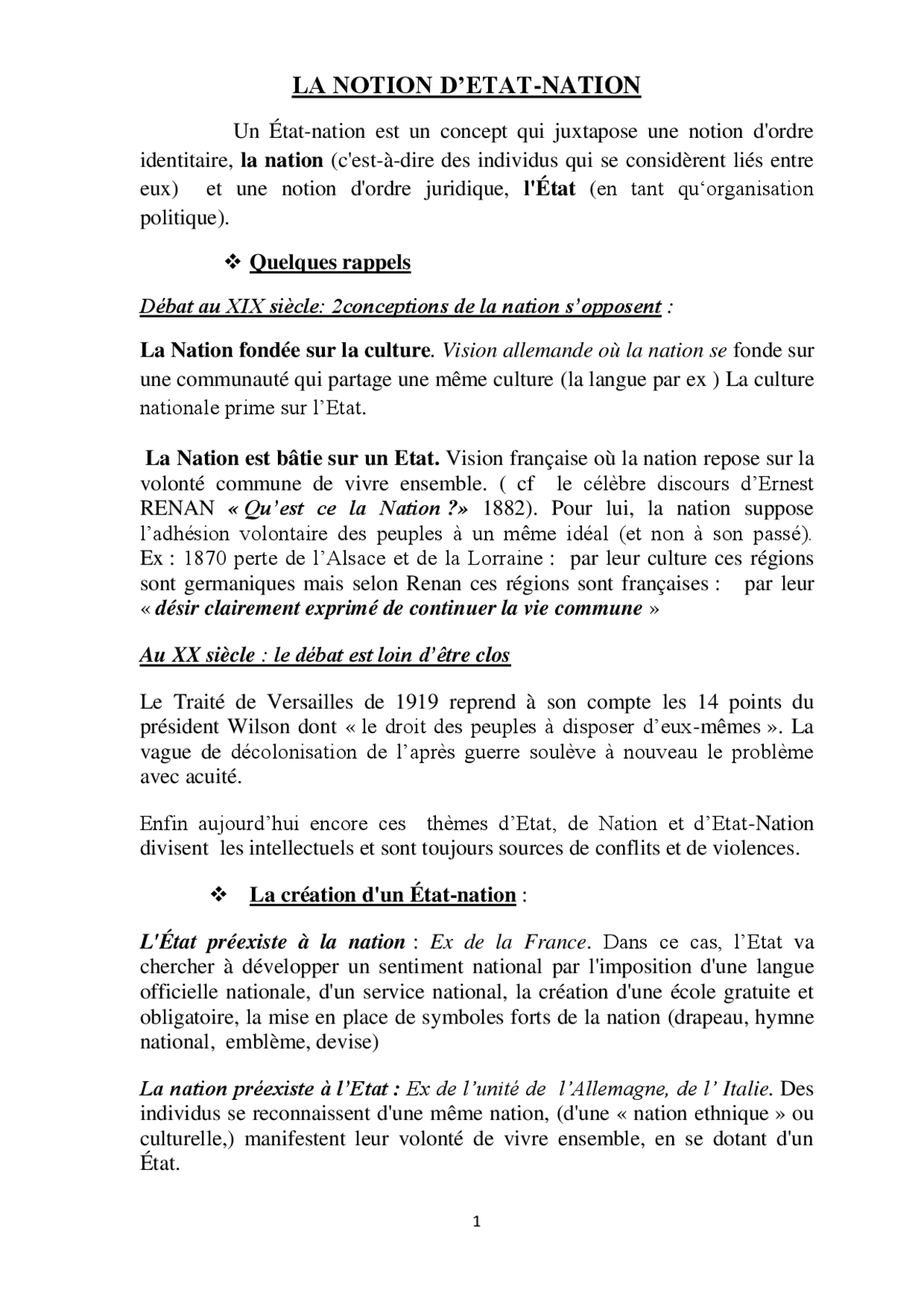 La nation d'État-Nation et de gouvernance - Docsity