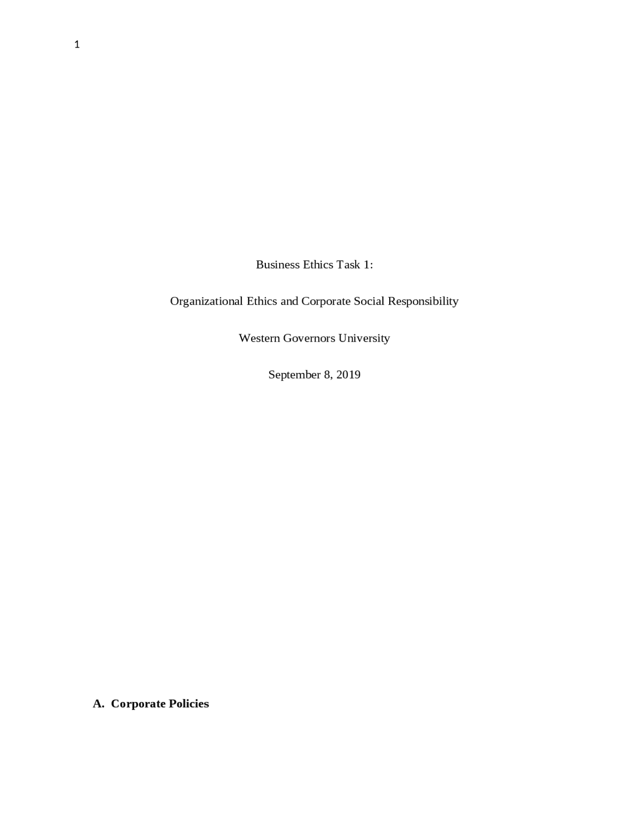 C717 Business Ethics Task Papers Business Ethics Docsity