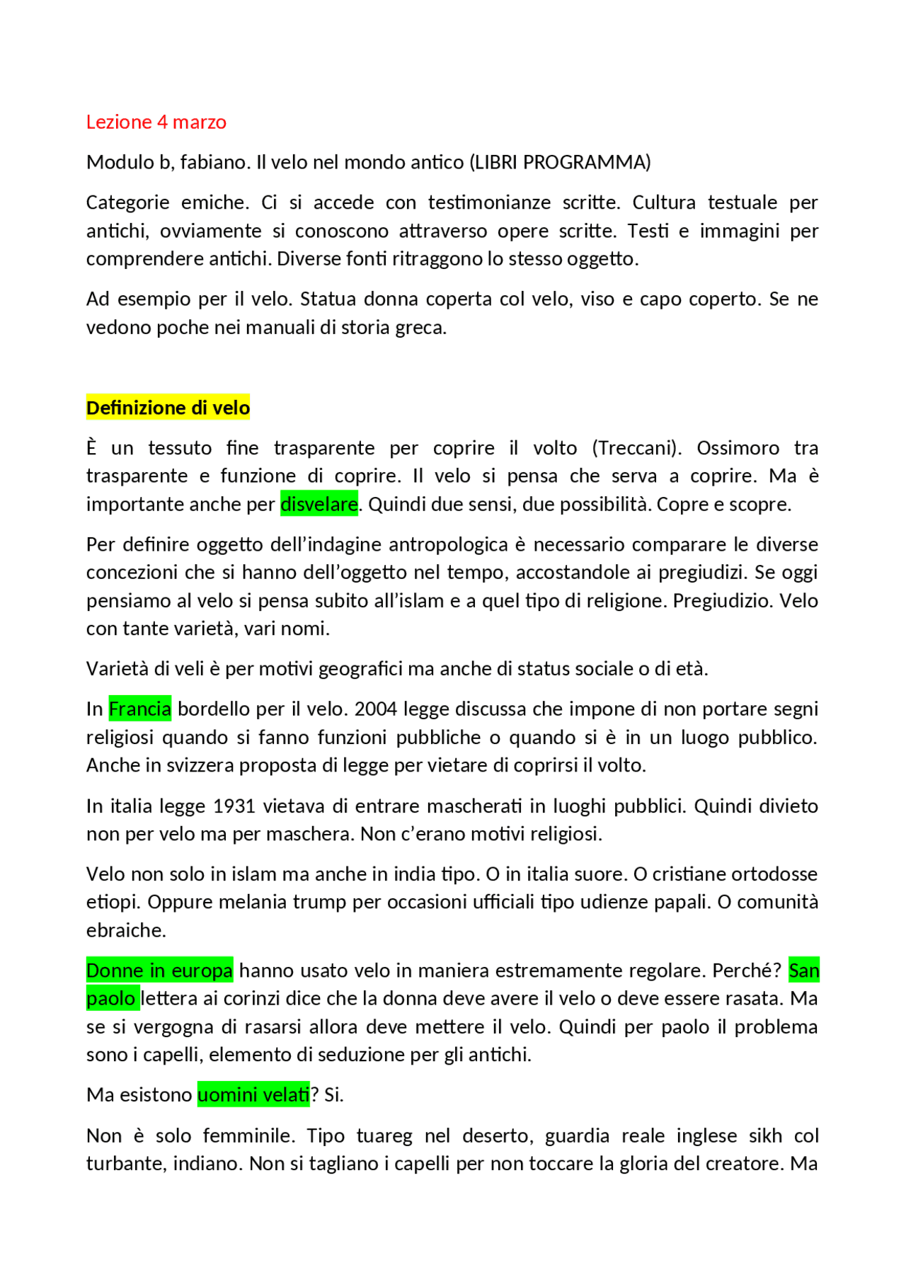 Antropologia Del Mondo Classico Modulo B Docsity