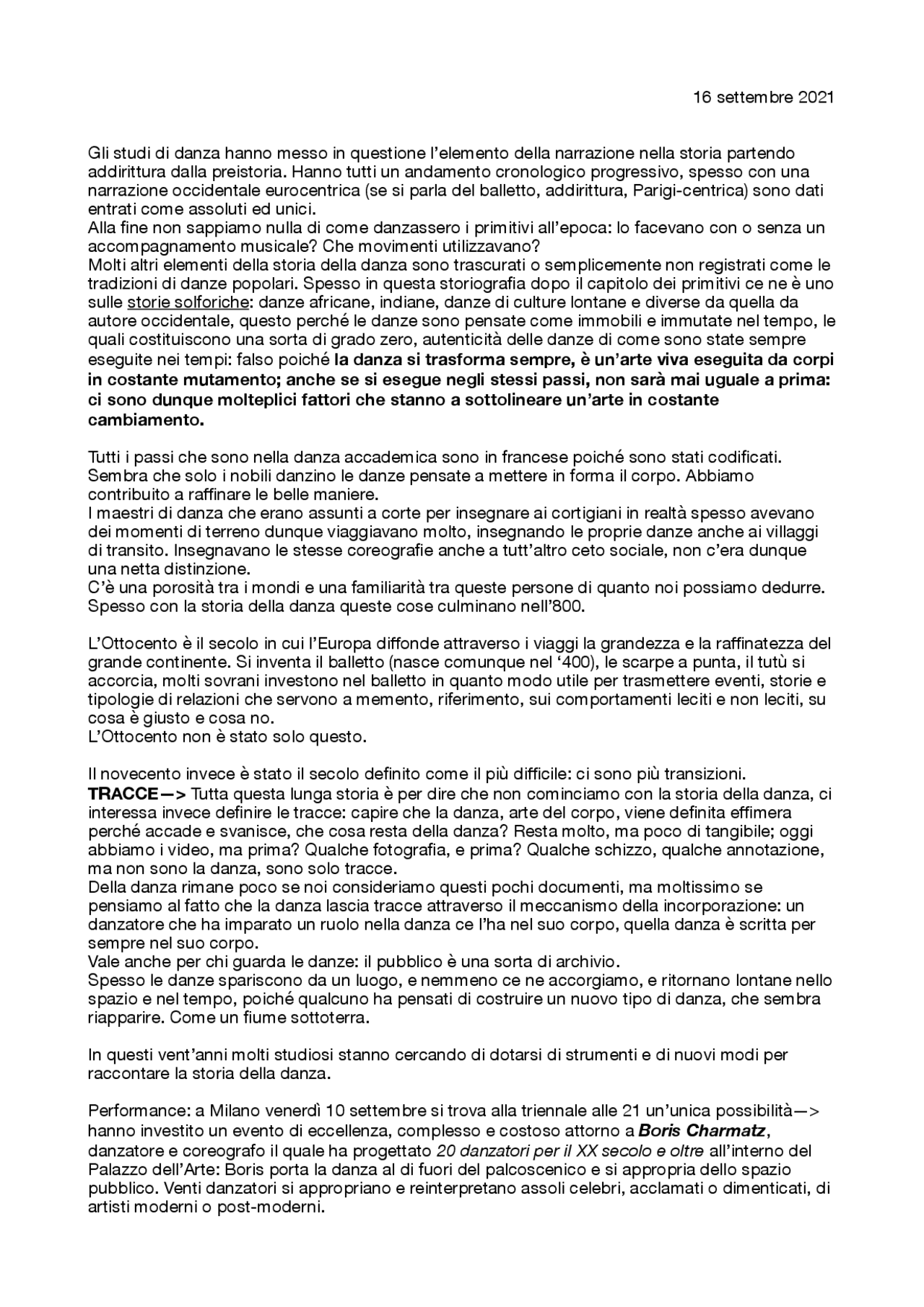 Appunti Storia Della Danza Docsity