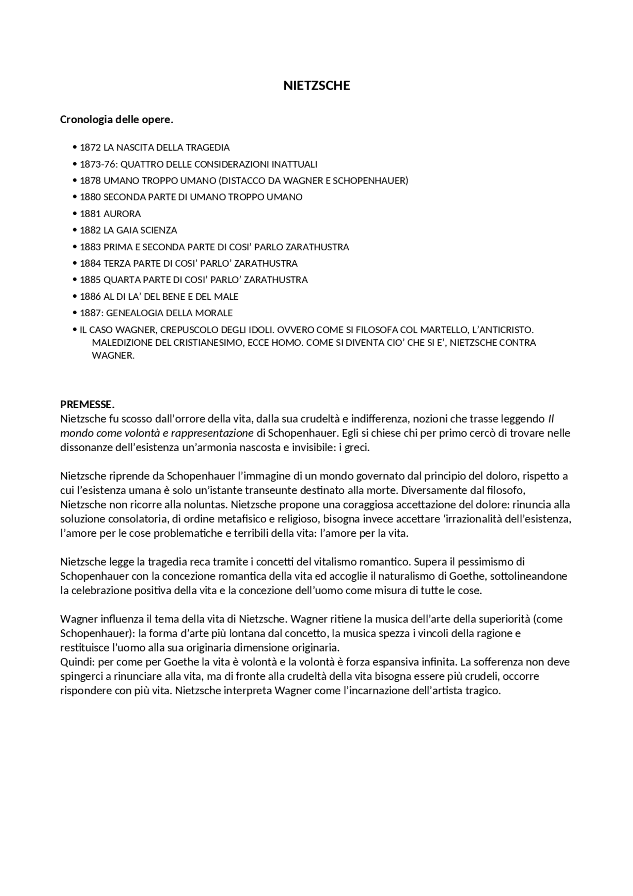 Appunti Sul Pensiero Di Nietzsche Docsity