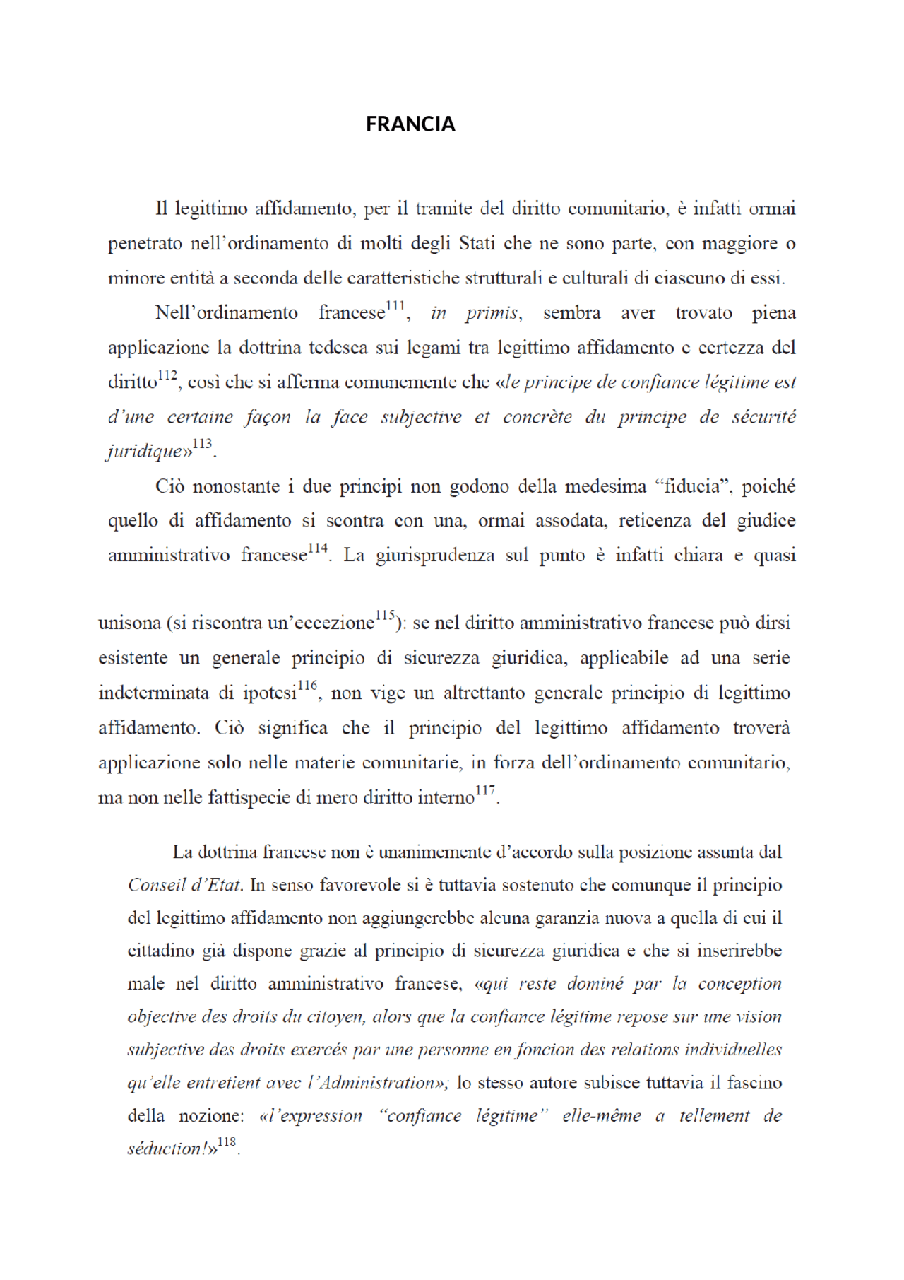 Legittimo Affidamento Francese Docsity