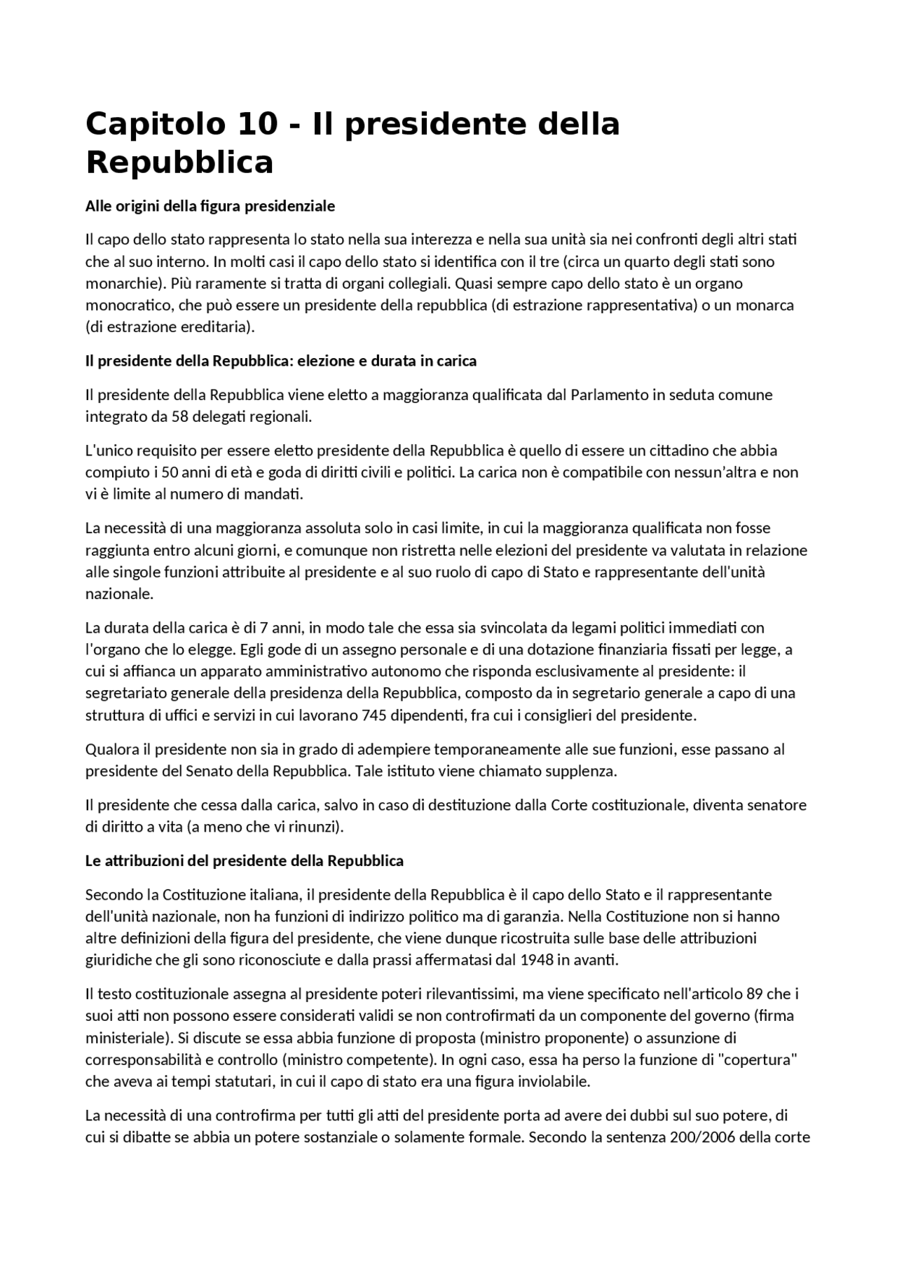 Corso di diritto pubblico - Capitolo 10 - Docsity