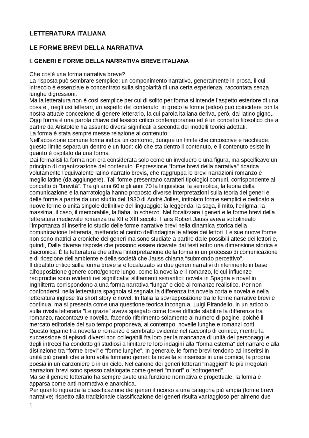 Sintesi Del Libro Le Forme Brevi Della Narrativa Docsity
