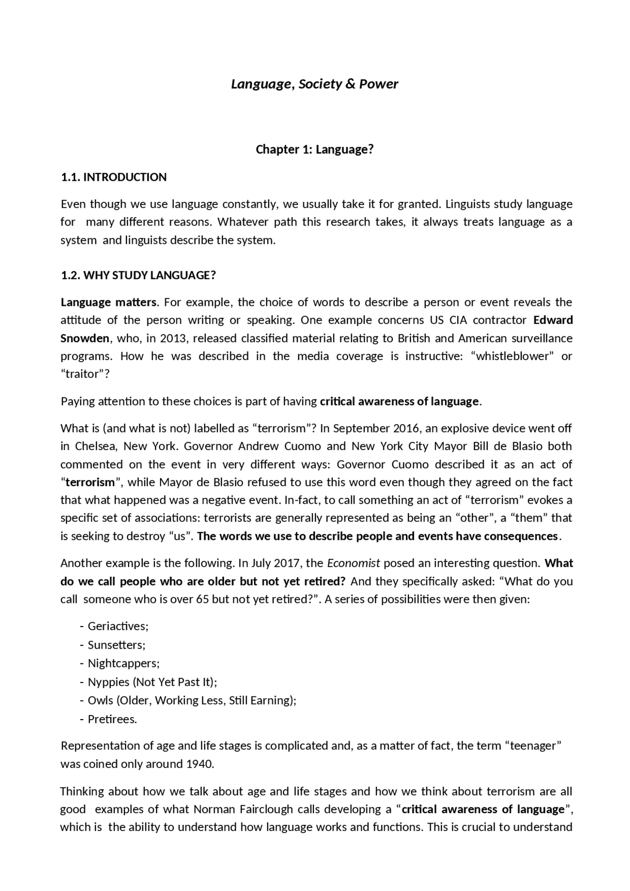 Language Society And Power By Mooney And Evans Docsity