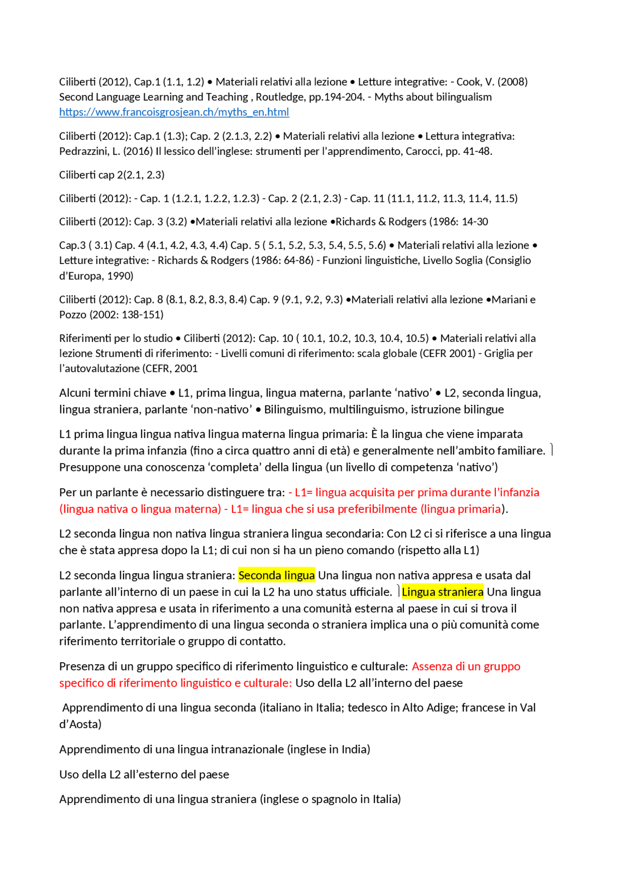 Riassunto Teorie Ciliberti Docsity