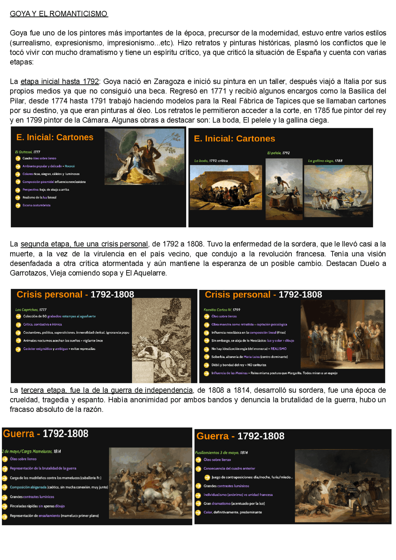 Goya y el Romanticismo - Docsity