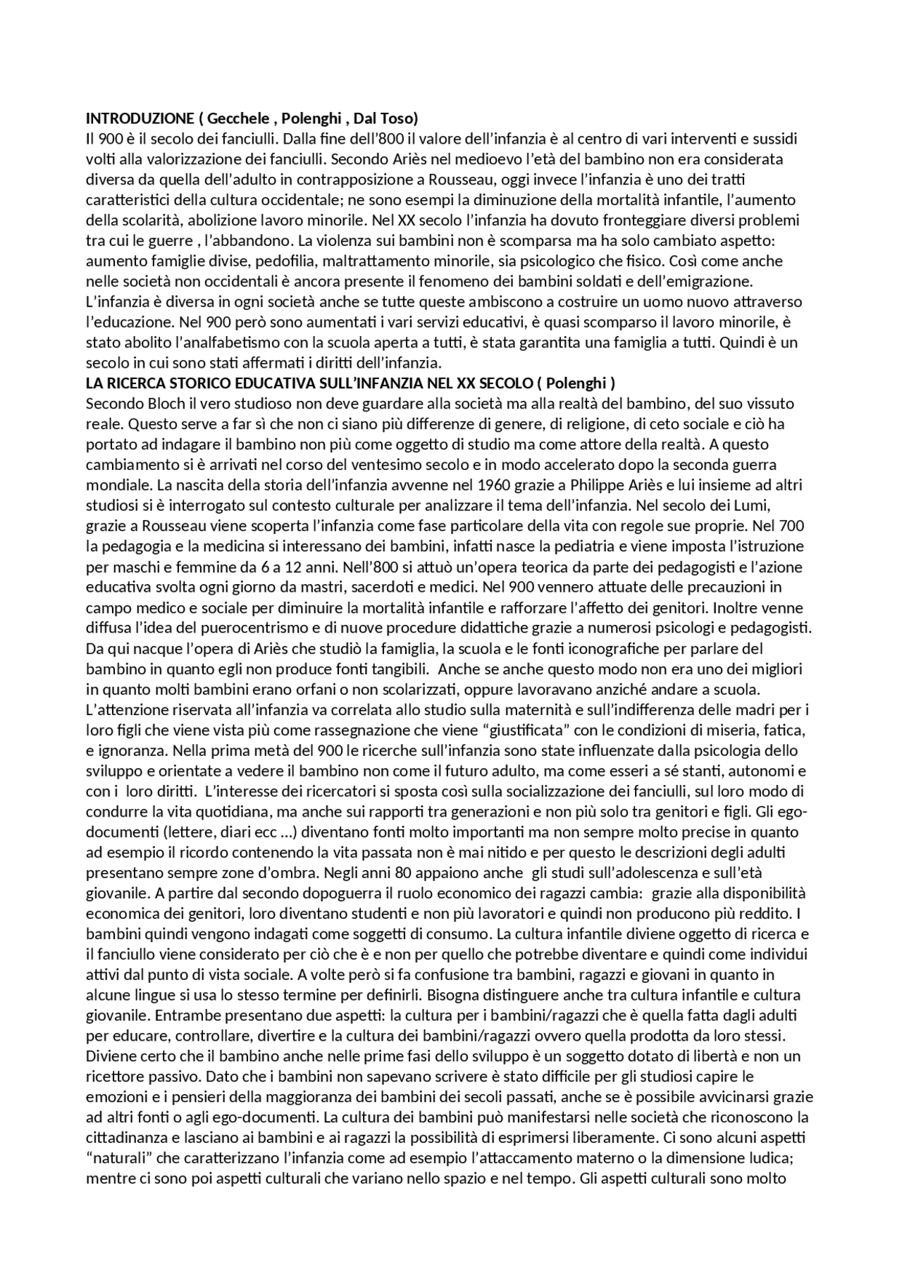 Il Secolo Del Bambino Docsity