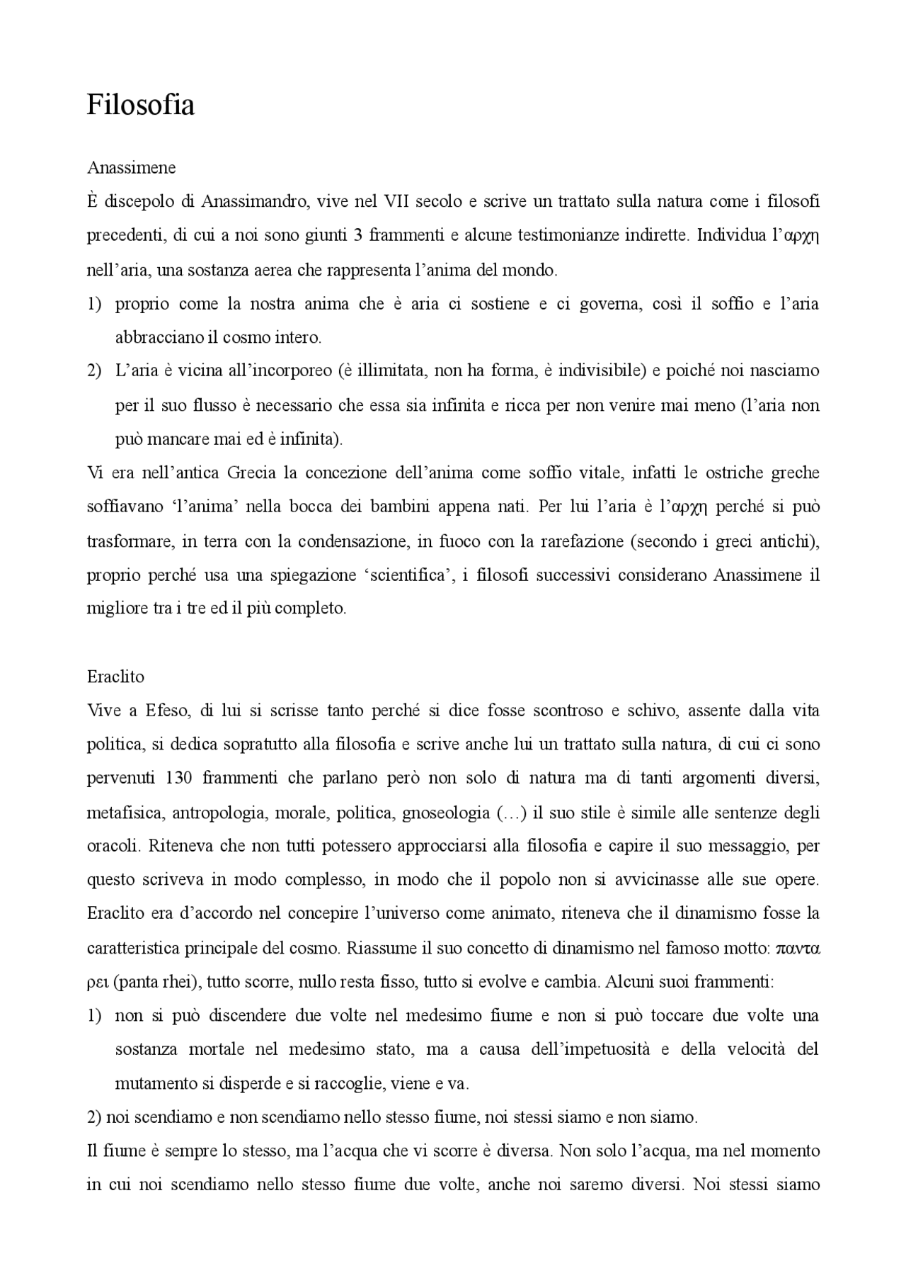 Filosofia Da Anassimene Ad Agostino Docsity