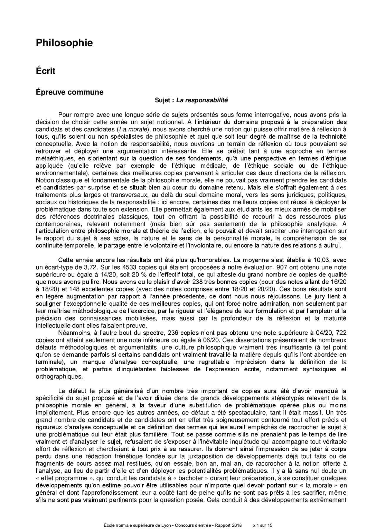 La Responsabilité Dissertation Docsity