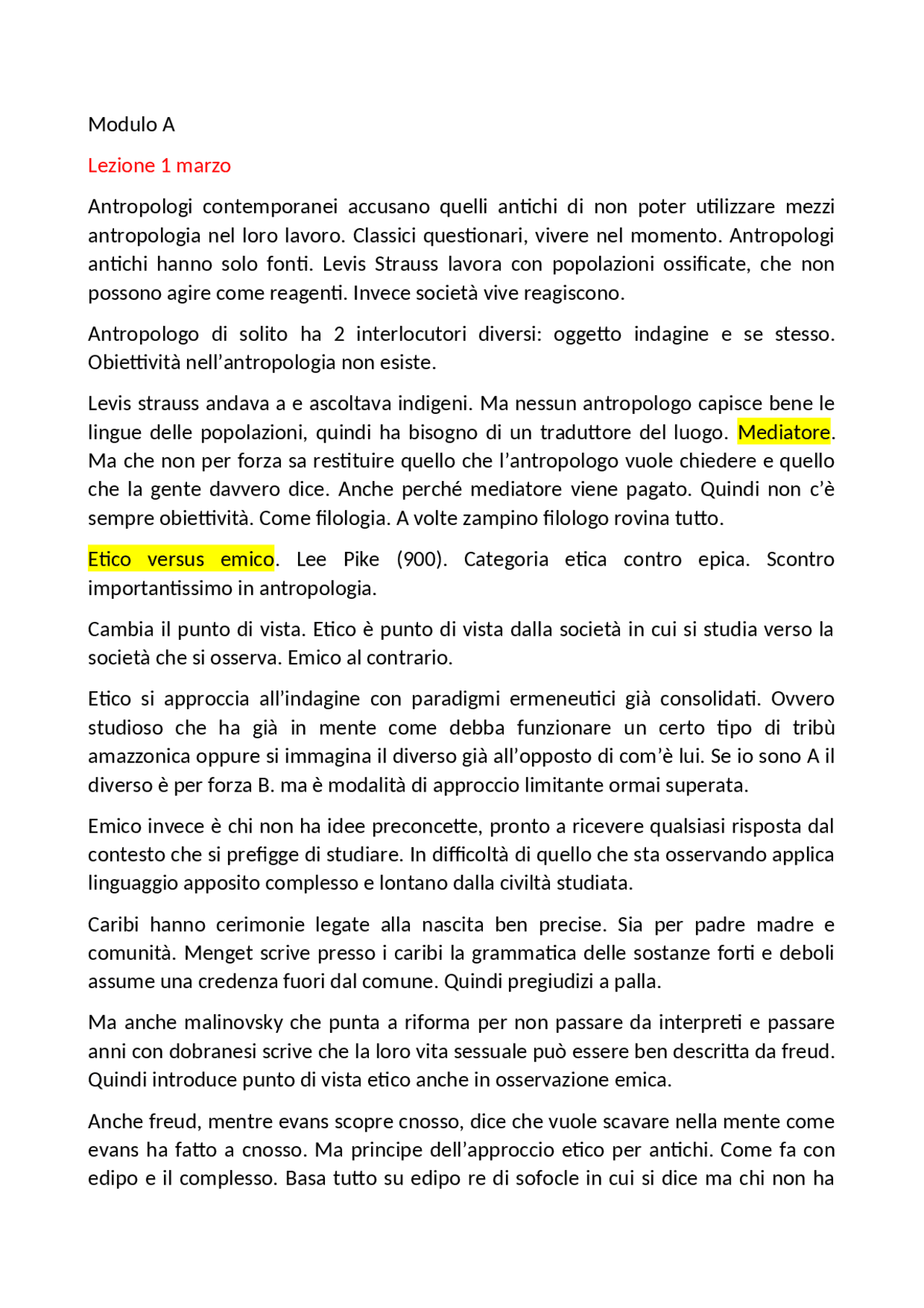 Antropologia Del Mondo Classico Modulo A Docsity
