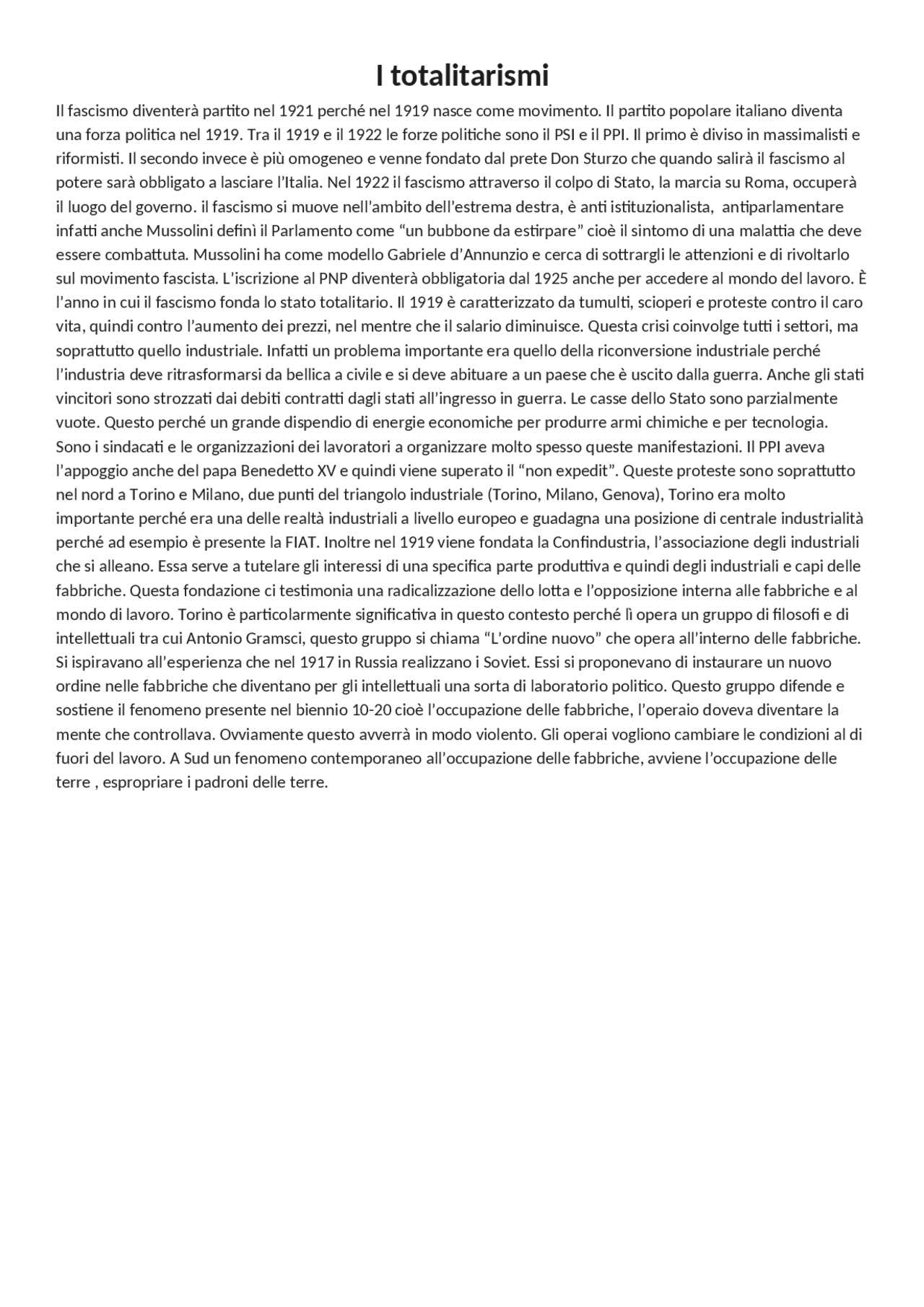 Riassunto Totalitarismi Storia Libro Docsity